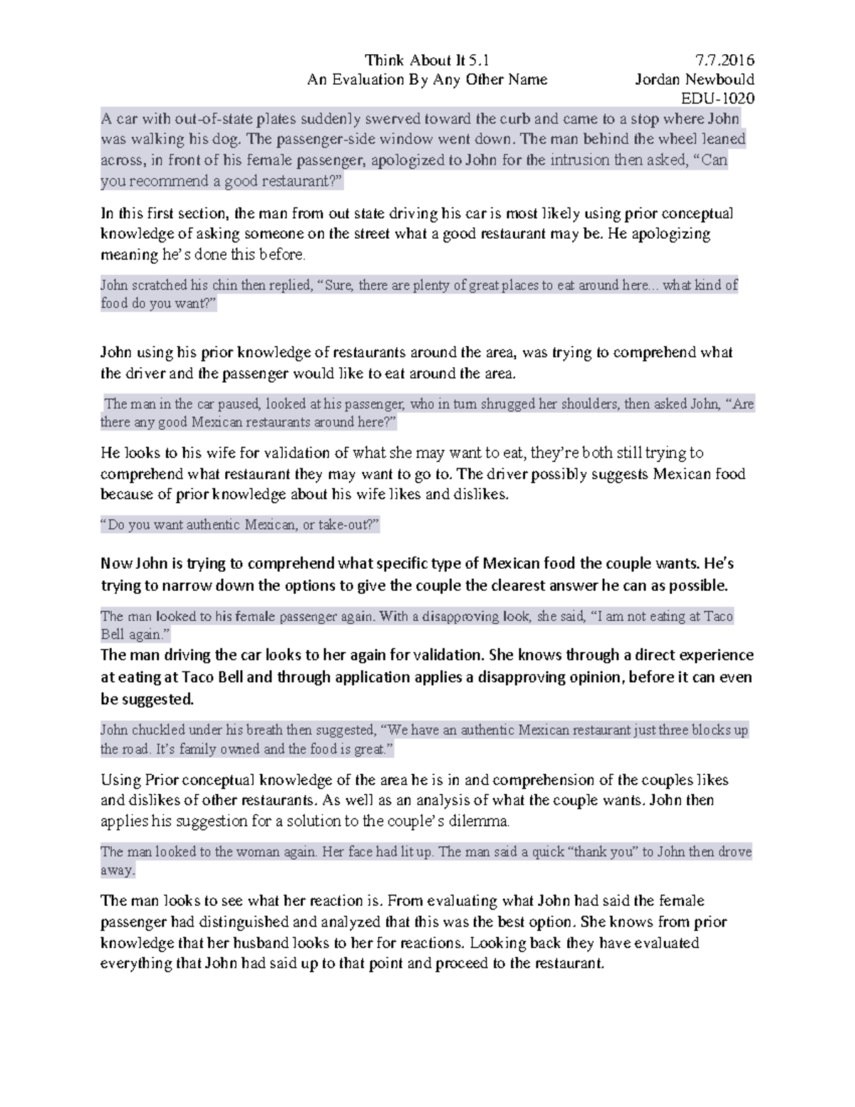 Think About It 5 - Assignment - Think About It 5 7. An Evaluation By ...