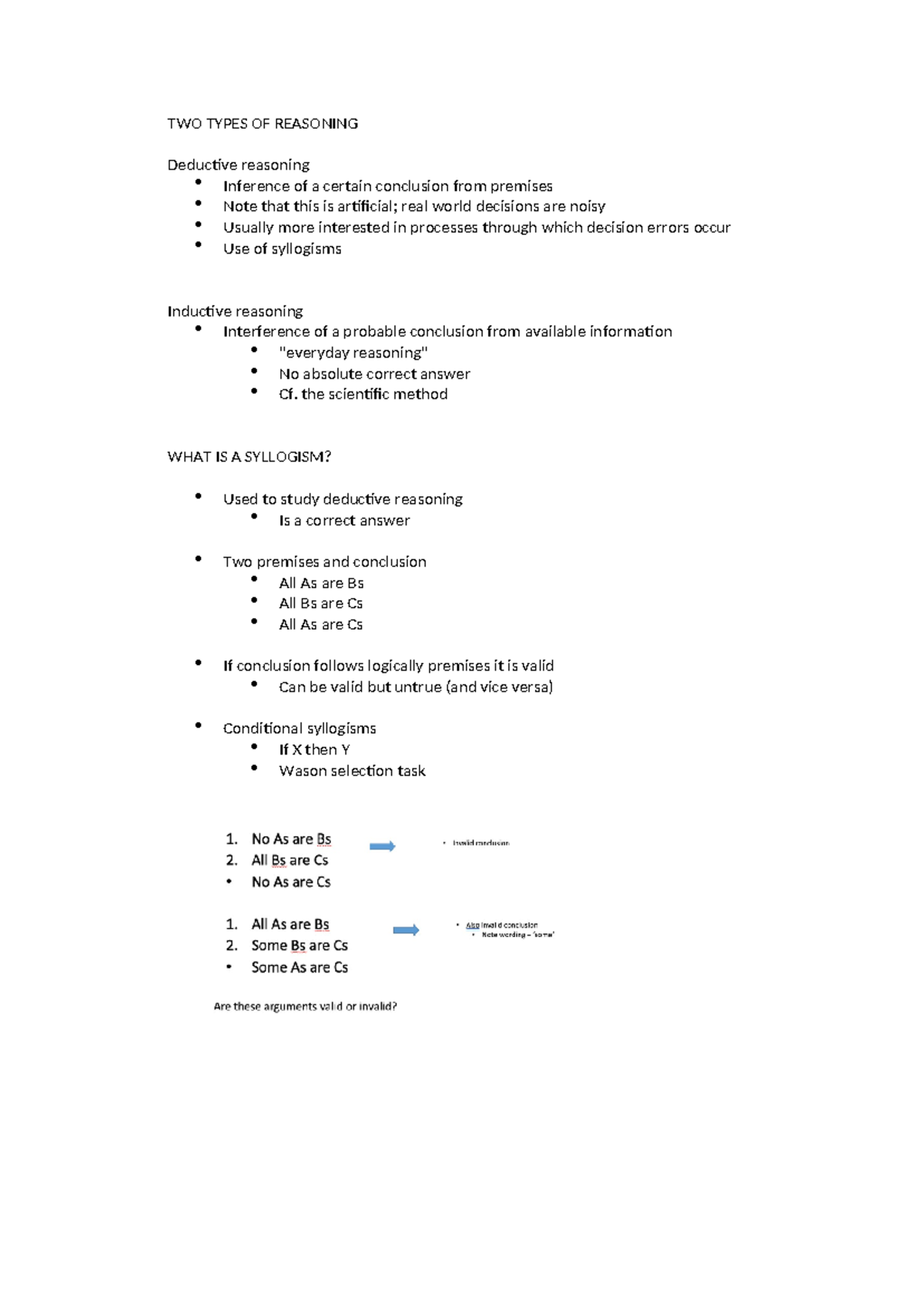 TWO Types OF Reasoning - TWO TYPES OF REASONING Deductive reasoning ...