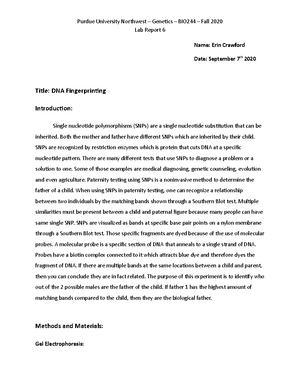 Lab report 3 - GMO Lab Report 3 Name: Erin Crawford Date: 23 September ...