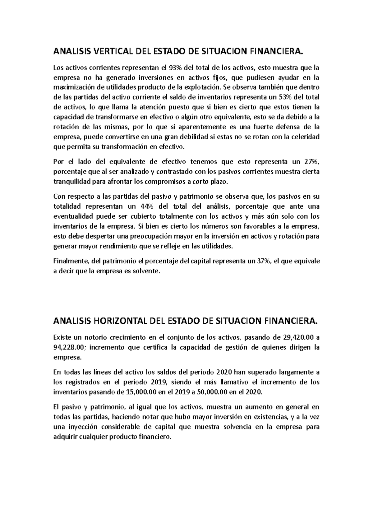 Analisis Vertical - knnk - ANALISIS VERTICAL DEL ESTADO DE SITUACION ...
