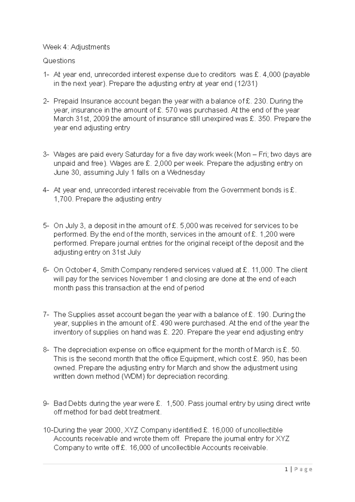 Level 5 Financial Accounting WK4 Adjustments questions - Week 4 ...