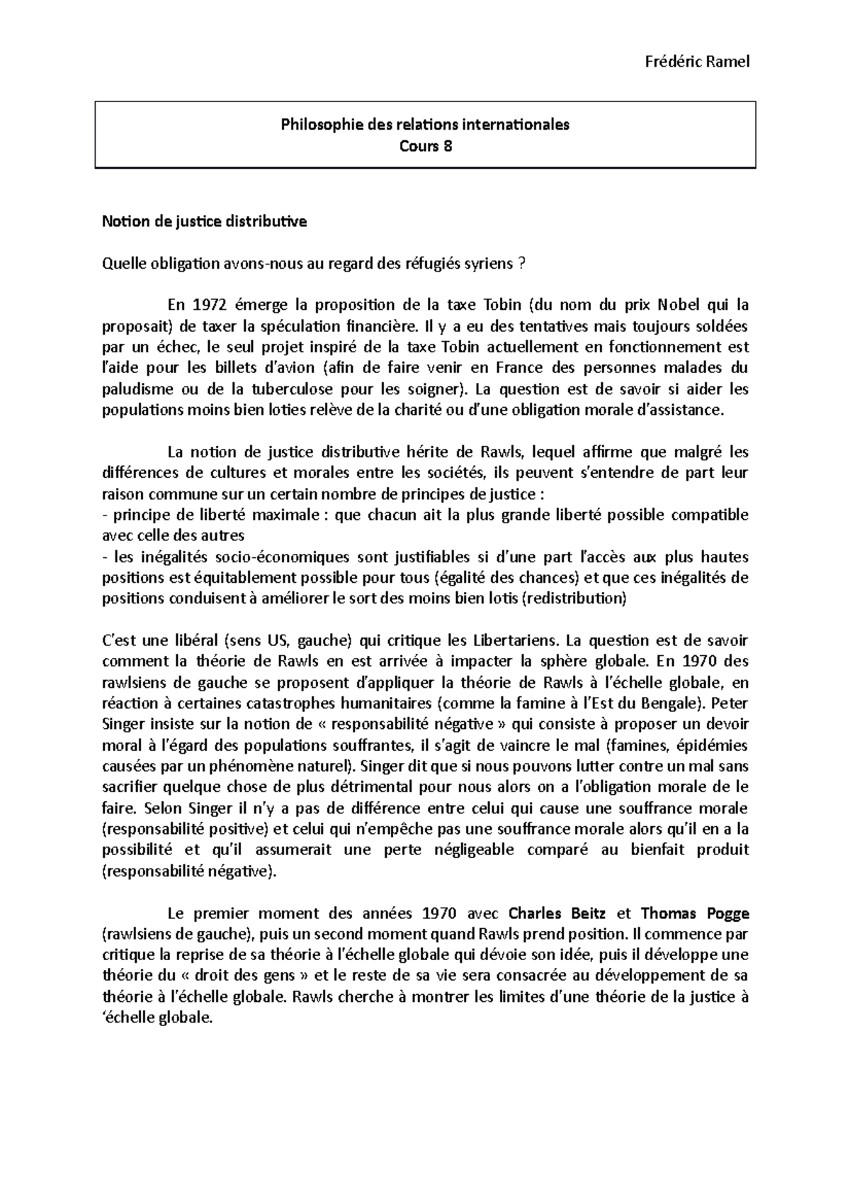 Relations internationales - cours 8 - Frédéric Ramel Philosophie des ...