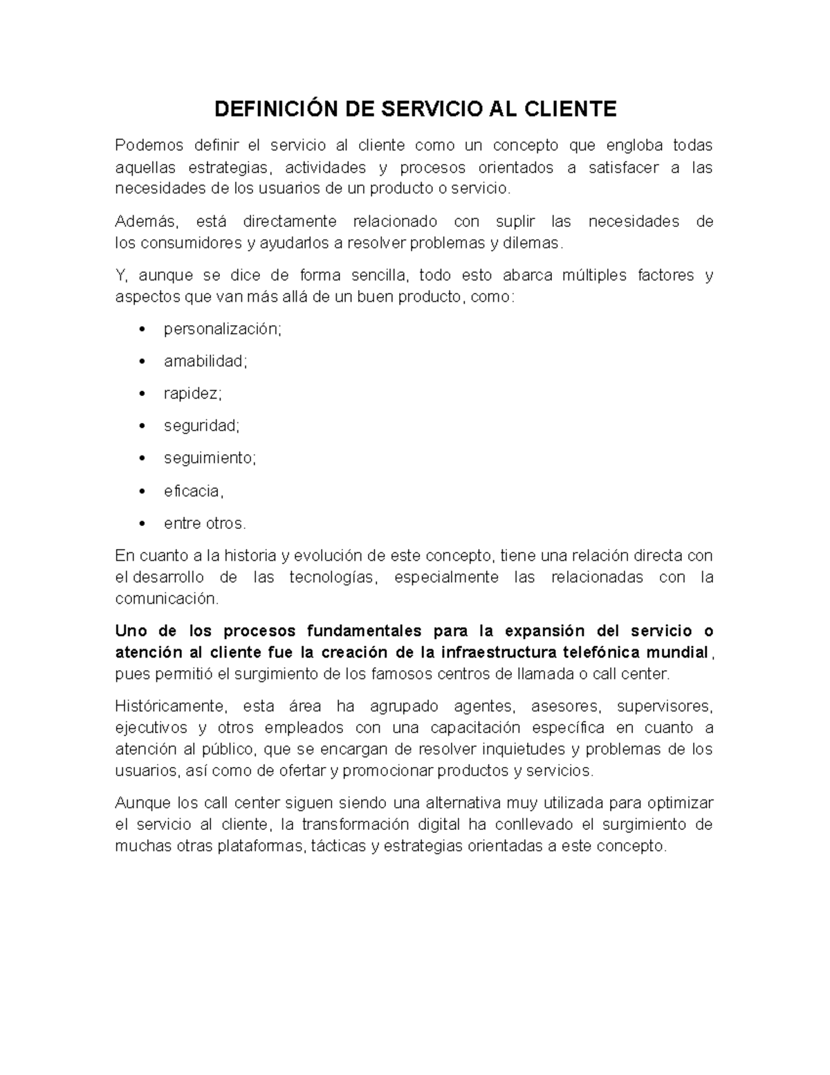 Definición DE Servicio AL Cliente - DEFINICIÓN DE SERVICIO AL CLIENTE ...