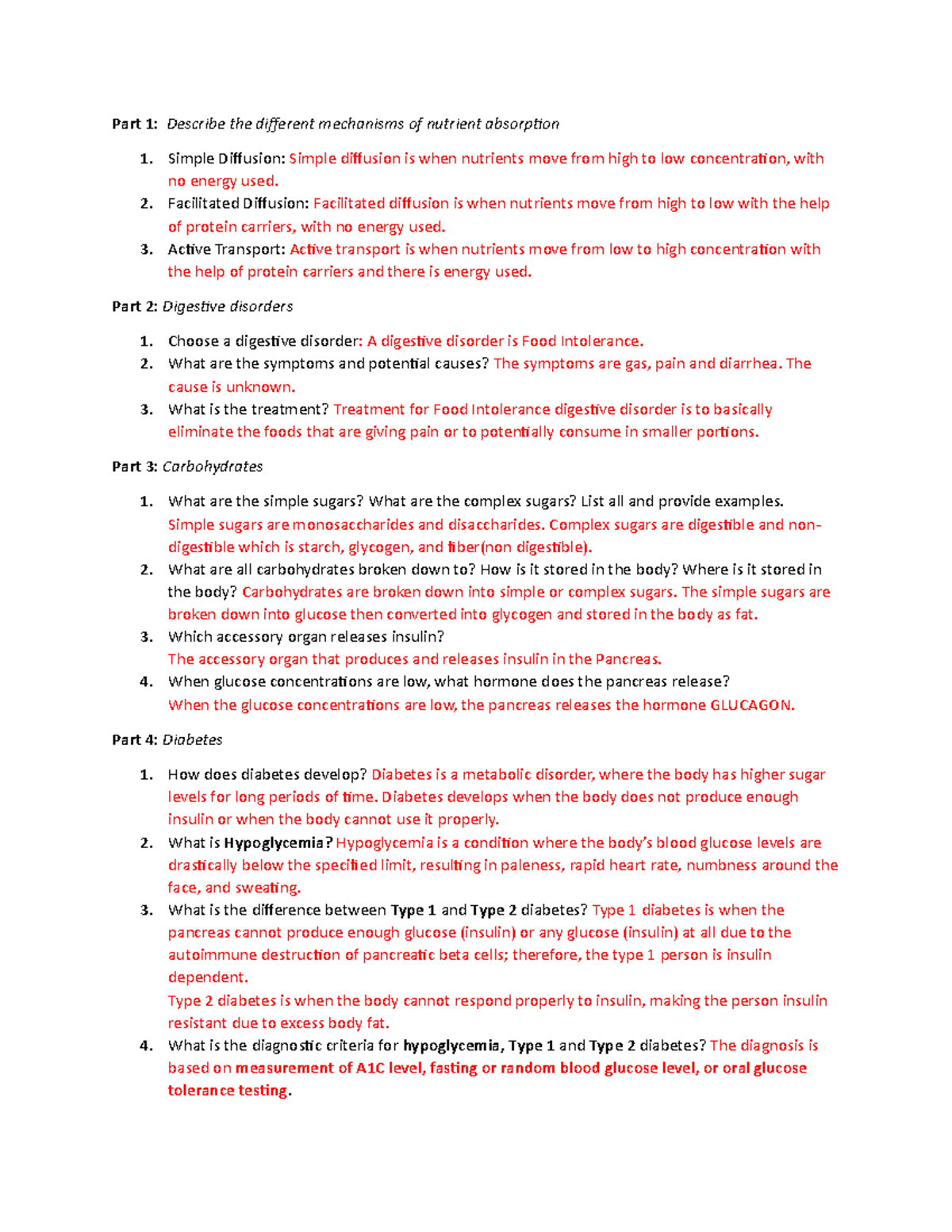 BIO319 Topic 2 Study Guide - Part 1: Describe the different mechanisms of nutrient absorption ...