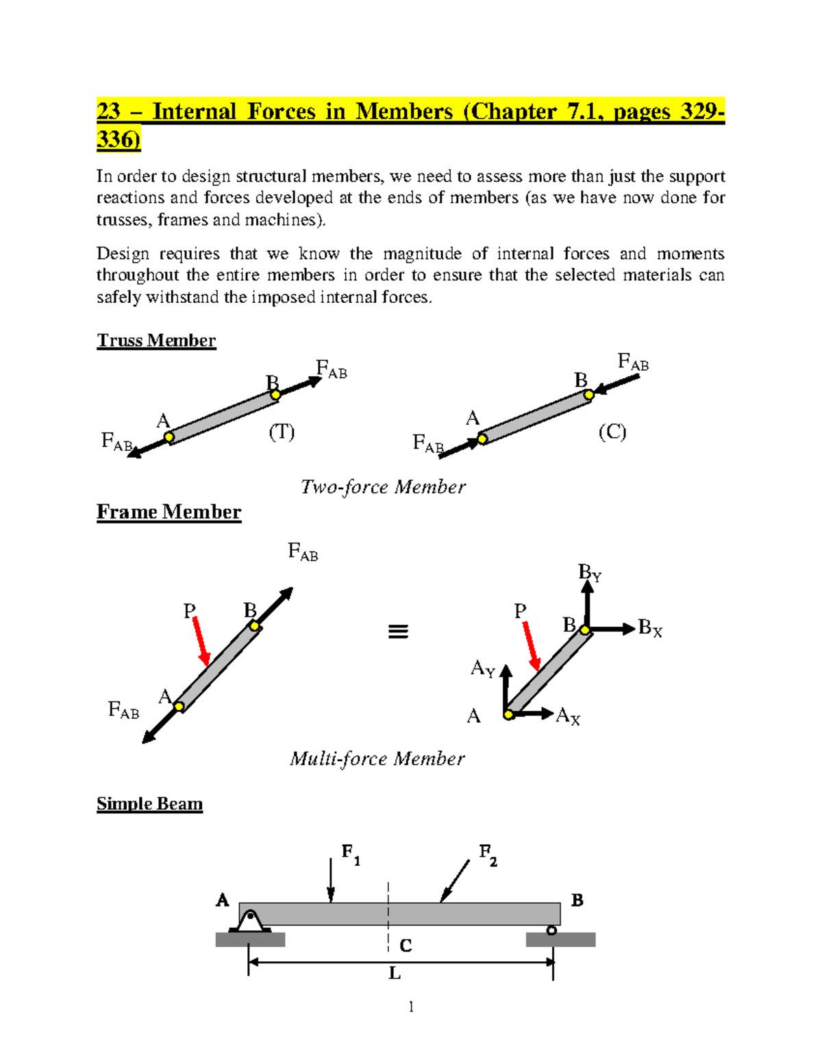 23-Internal Forces in Members - Design requires that we know the ...