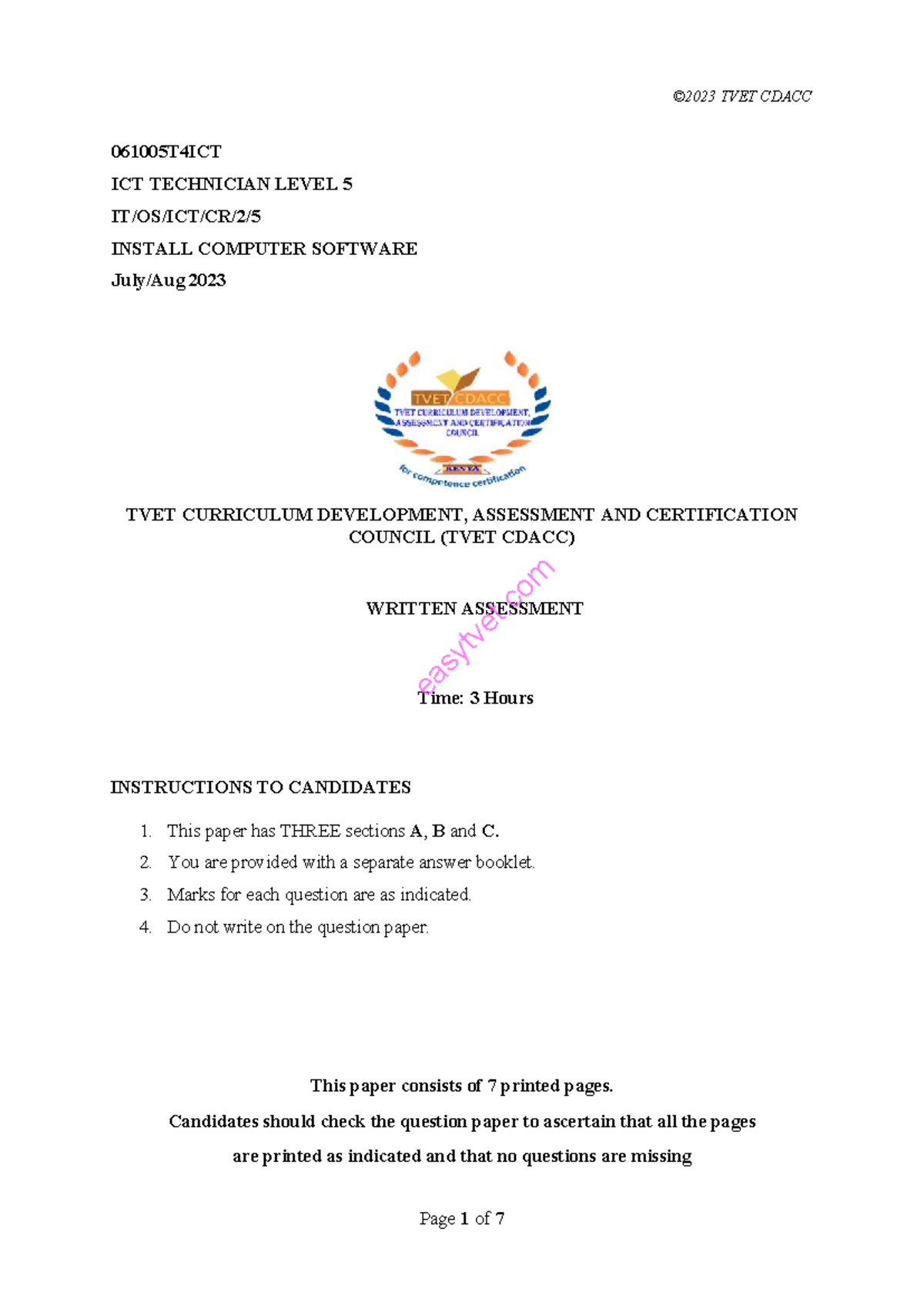 Install Computer SW - assessment - 061005T4ICT ICT TECHNICIAN LEVEL 5 ...