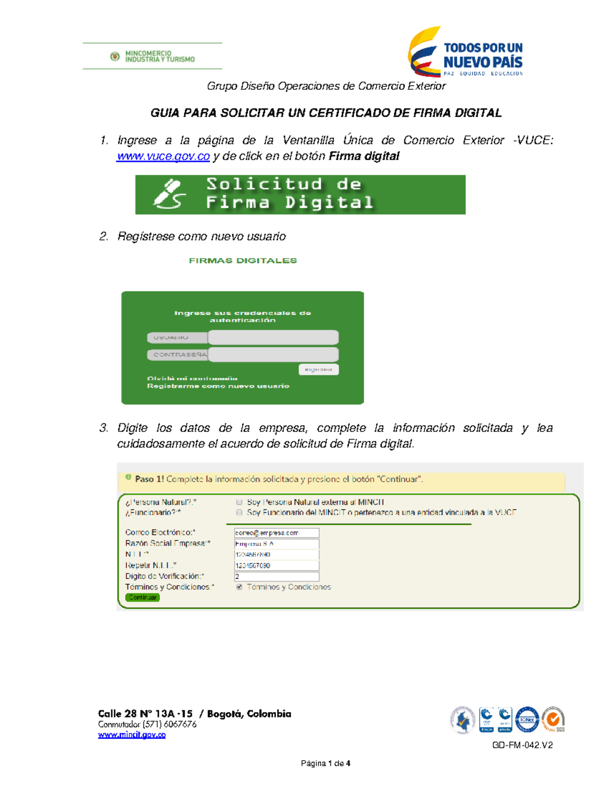 GUÍA Solicitud Firma Digital VUCE - GSE - GD-FM-042 GUIA PARA SOLICITAR ...
