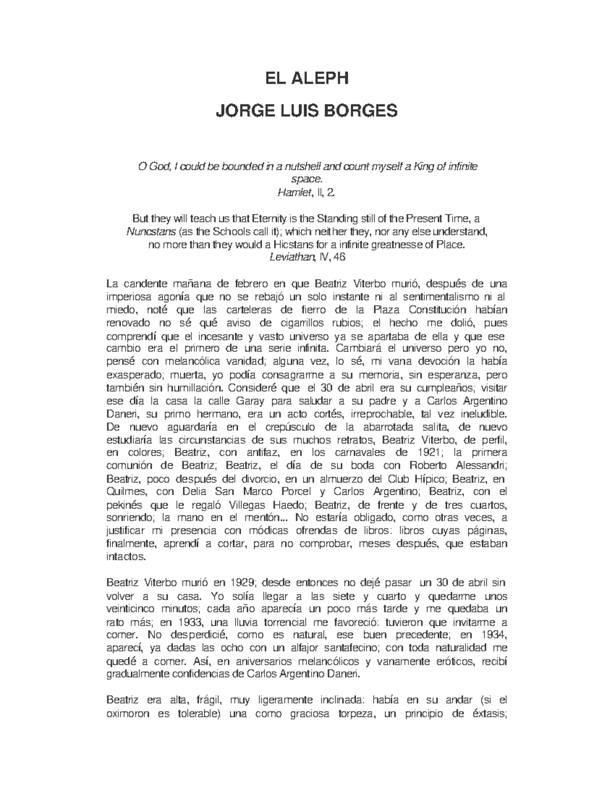 Borges.El Aleph - EL ALEPH JORGE LUIS BORGES O God, I could be bounded ...