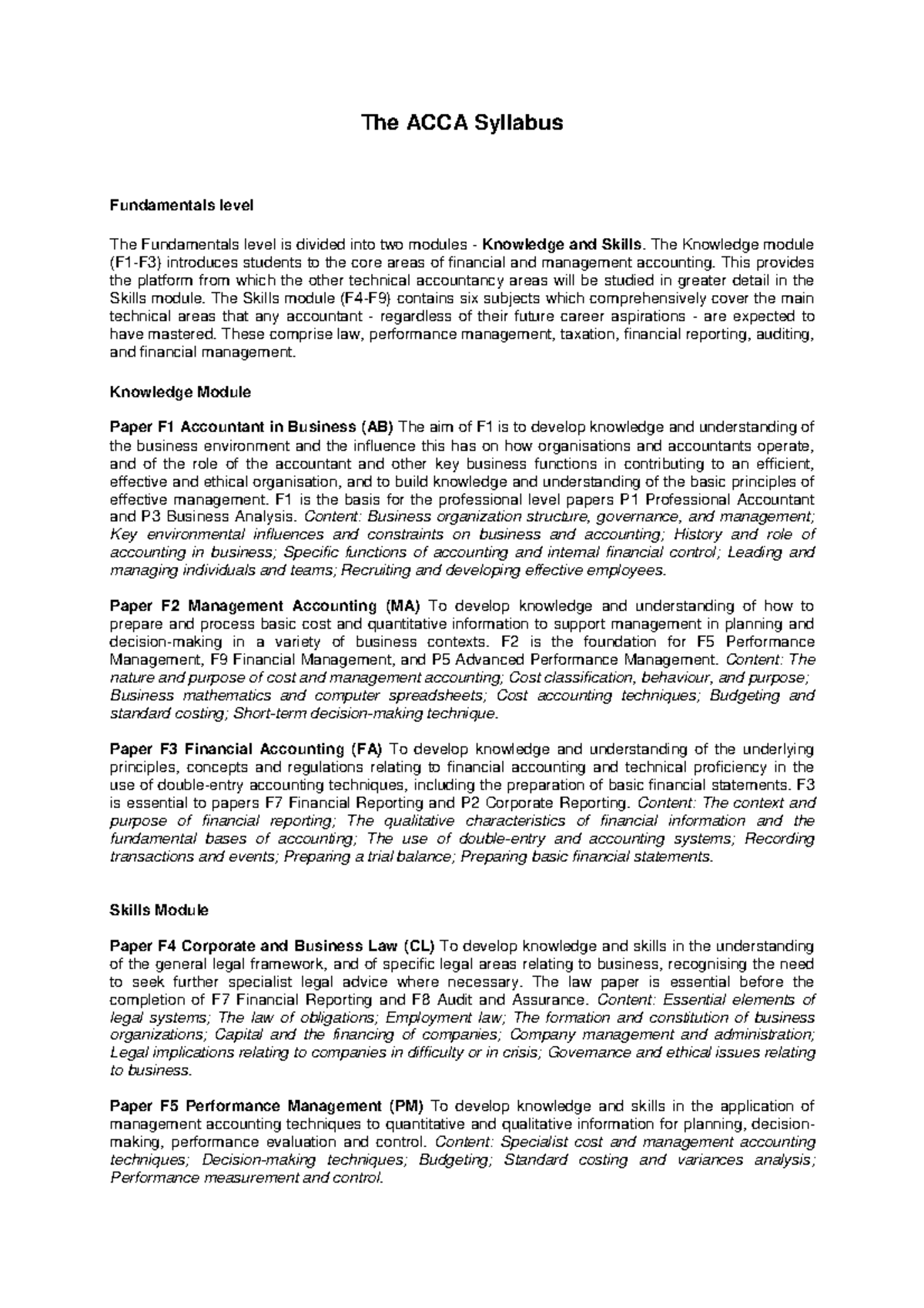 Acca-syllabus - rtyb frtyhbgyujm rytuyiuougfv - The ACCA Syllabus ...