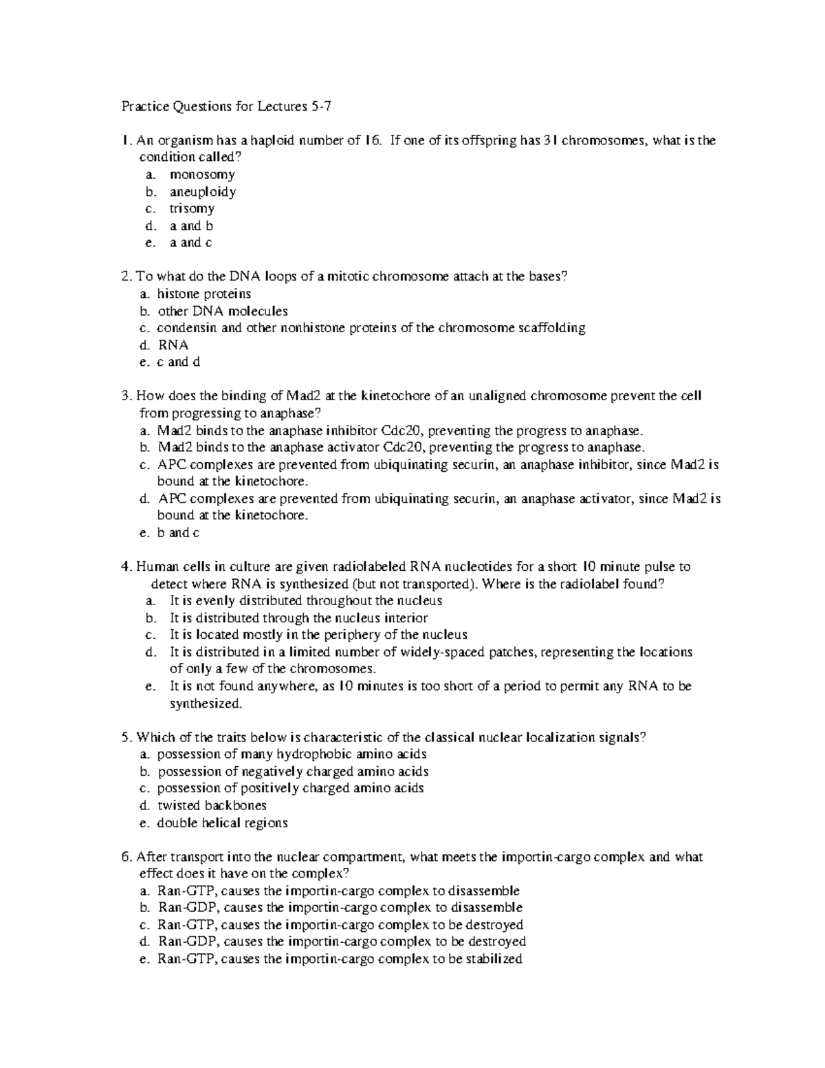 Practical Practice Questions Lectures 5 7 Practice Questions For