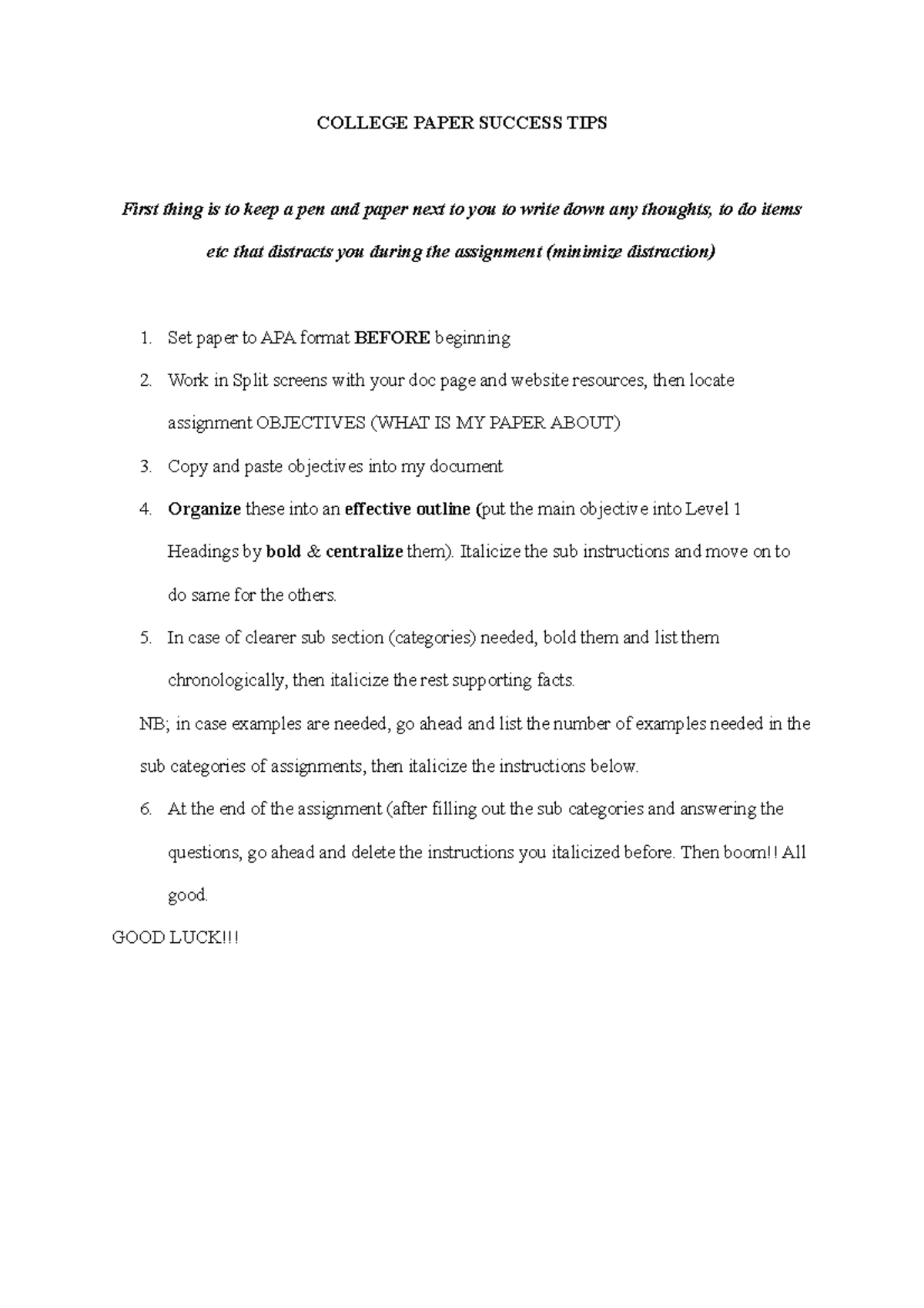 College Paper Success TIPS COLLEGE PAPER SUCCESS TIPS First Thing Is college-paper-success-tips-college-paper-success-tips-first-thing-is