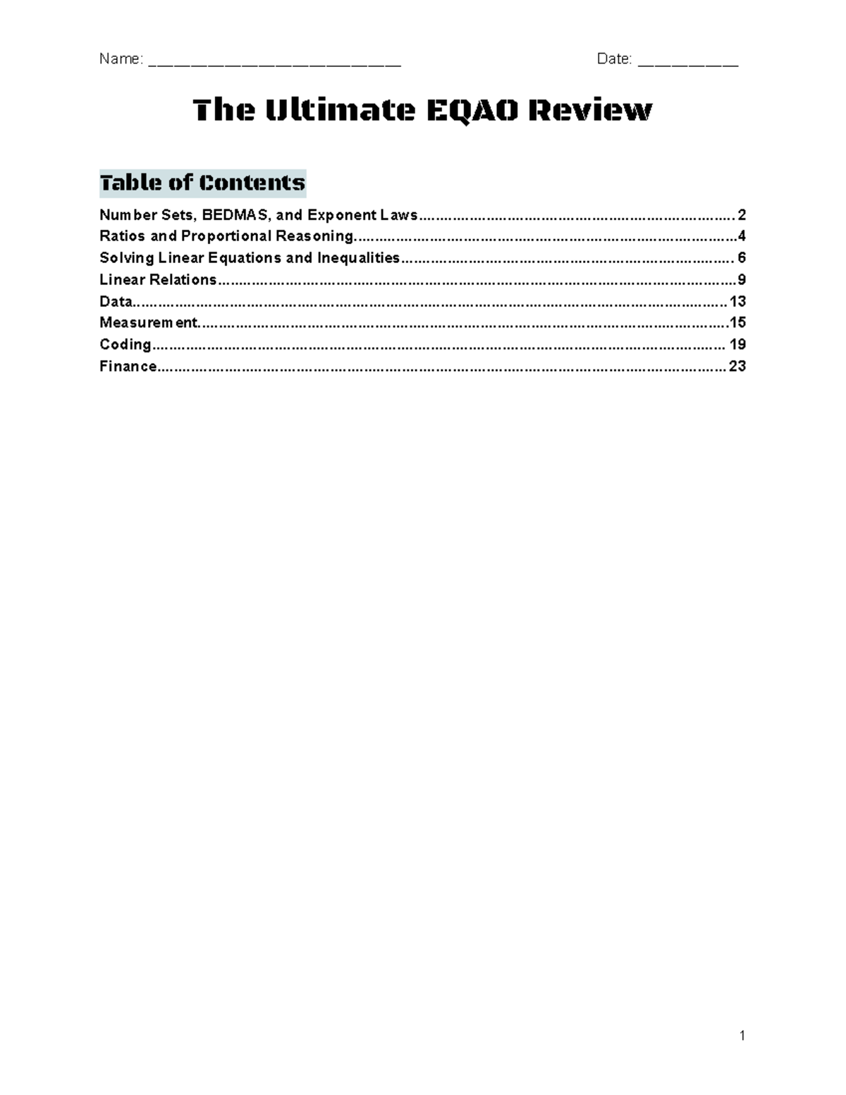 Comprehensive EQAO Review Guide for Students - The Ultimate EQAO Review ...