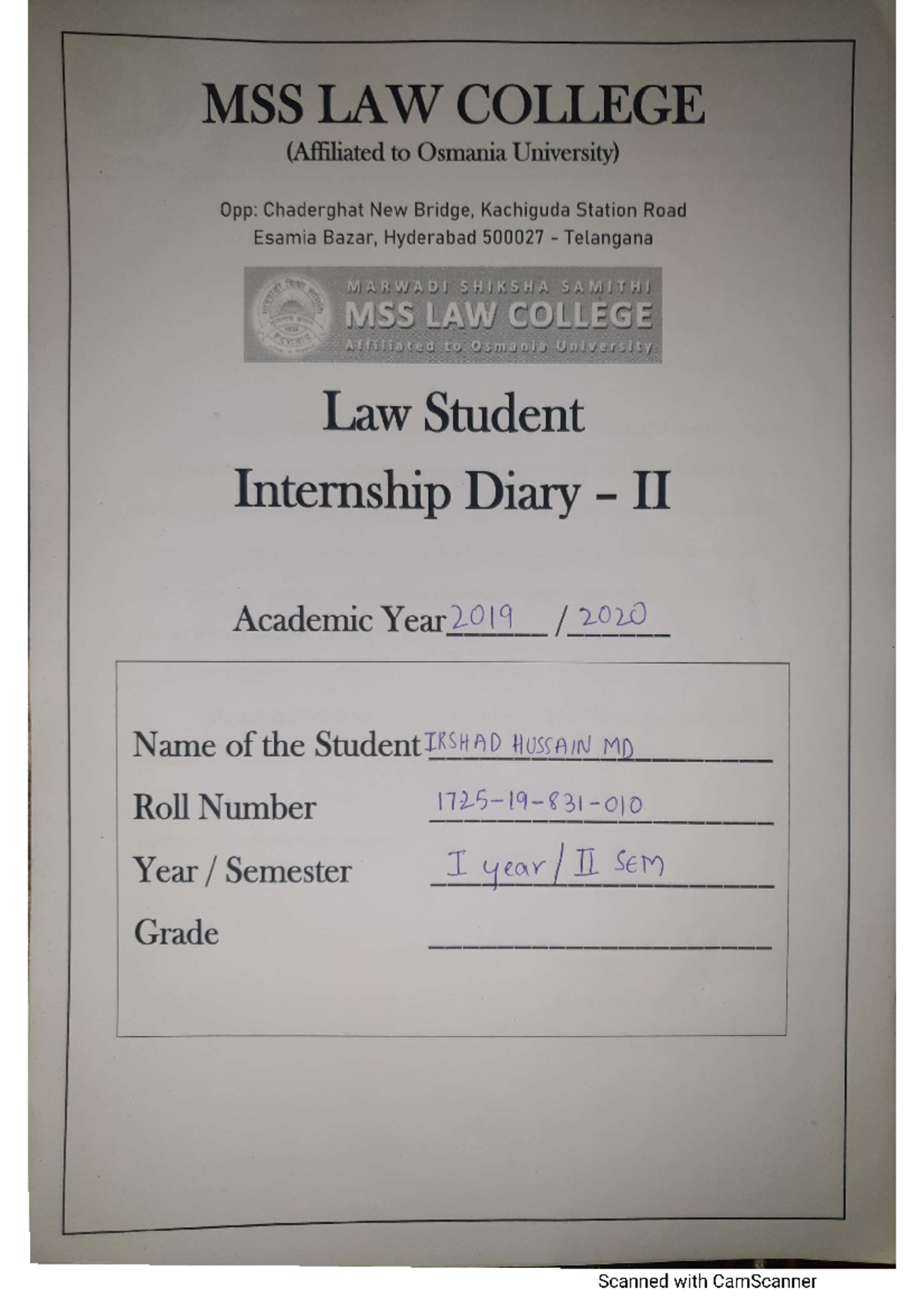 Internship Diary - Llb 4 th semister intership record available - Law ...