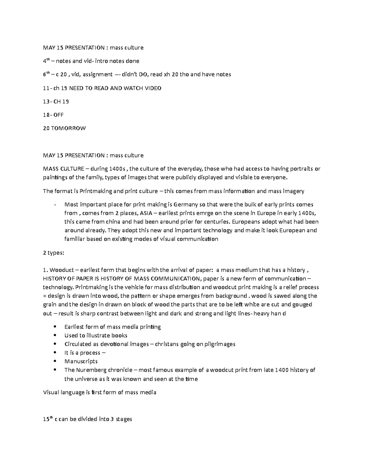 May 15- mass culture - MAY 15 PRESENTATION : mass culture 4 th – notes ...