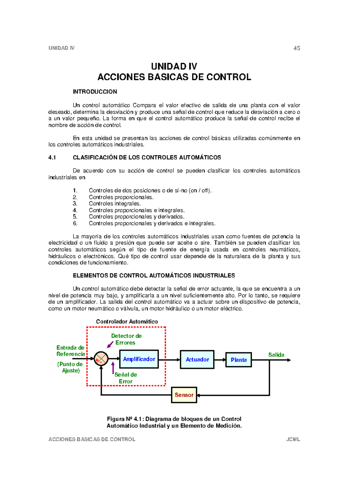 Unidad IV ACCIONES BASICAS DE CONTROL - 45 UNIDAD IV ACCIONES BASICAS ...