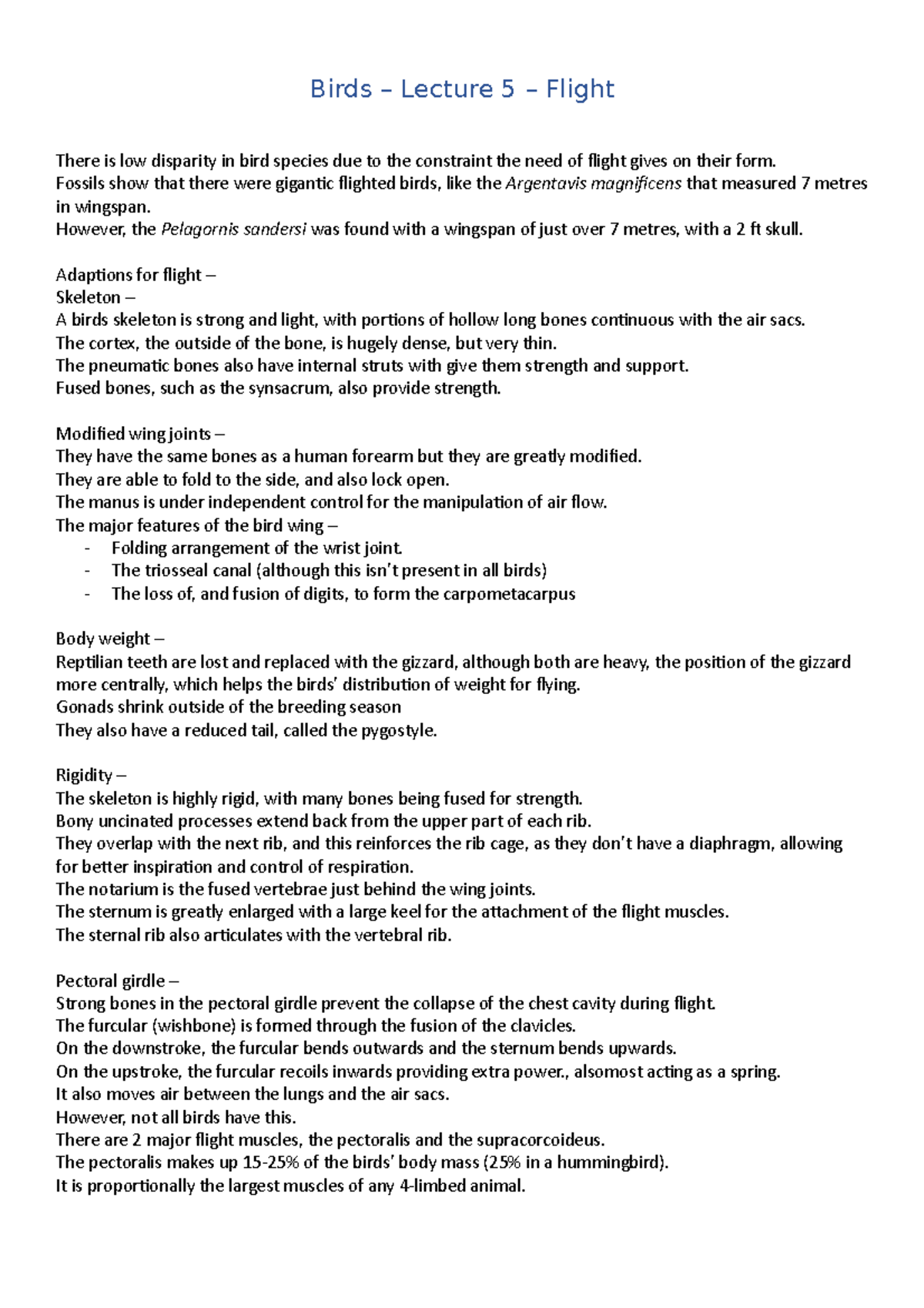 Birds: Diversity, Behaviour and Conservation Lecture 5 - Birds ...