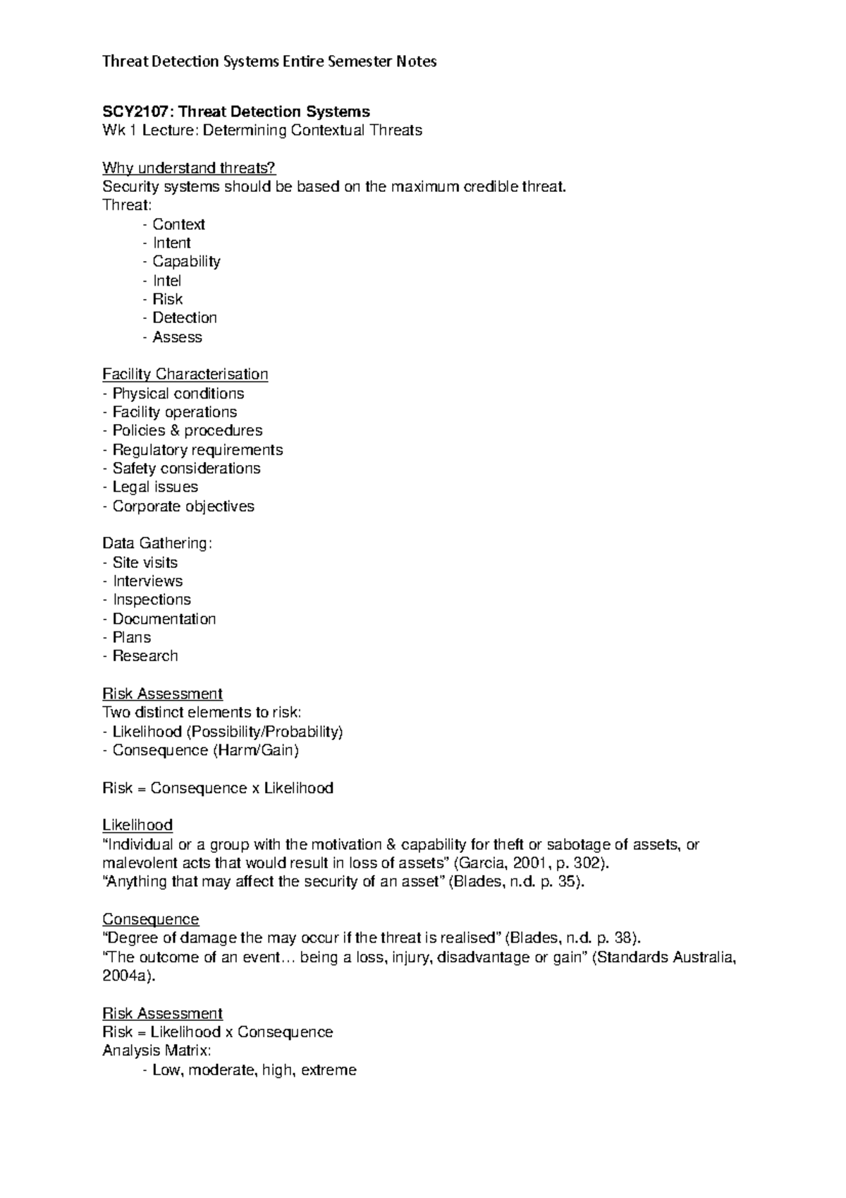Threat Detection Systems Entire Semester Notes - Studocu