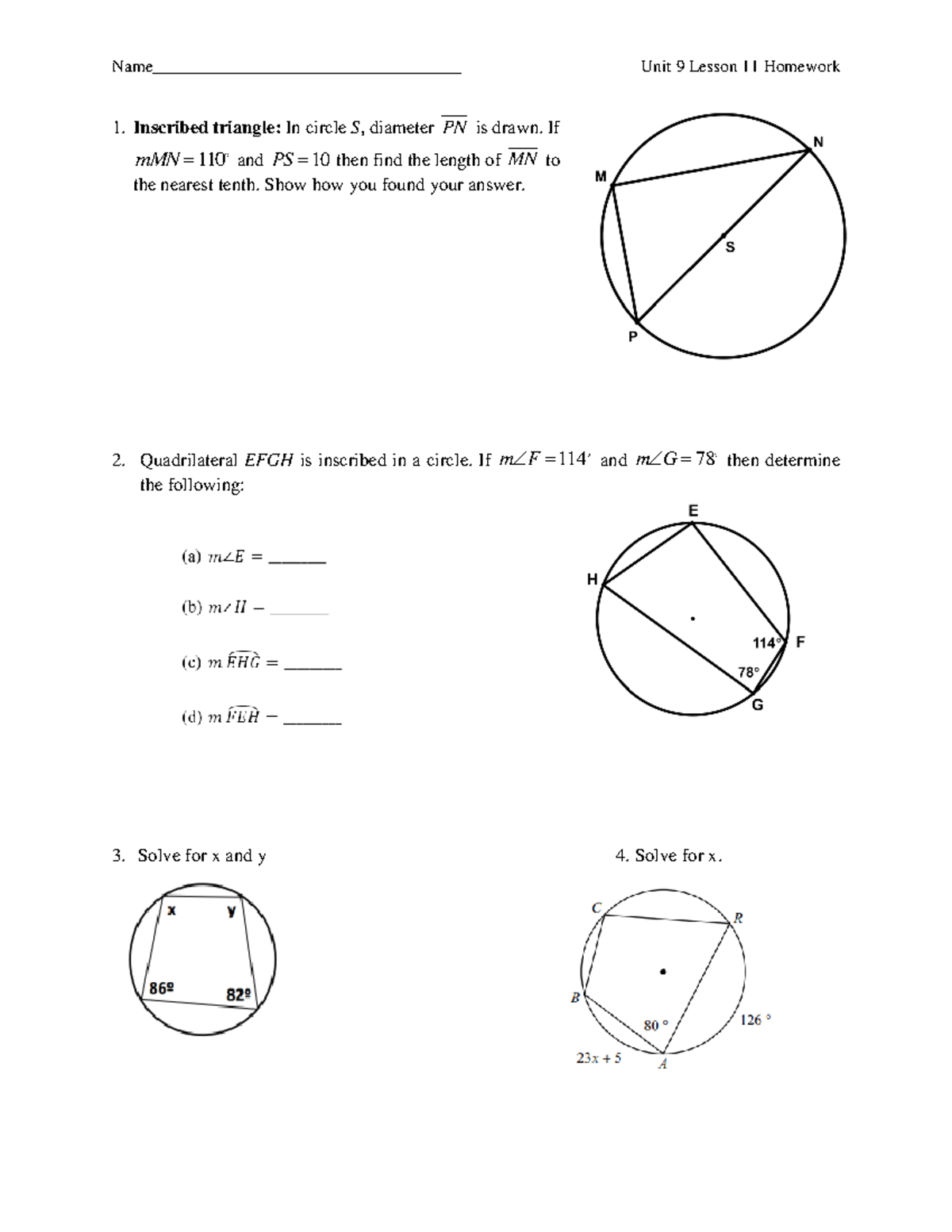 Unit 9 Lesson 11 Homework - Name ...