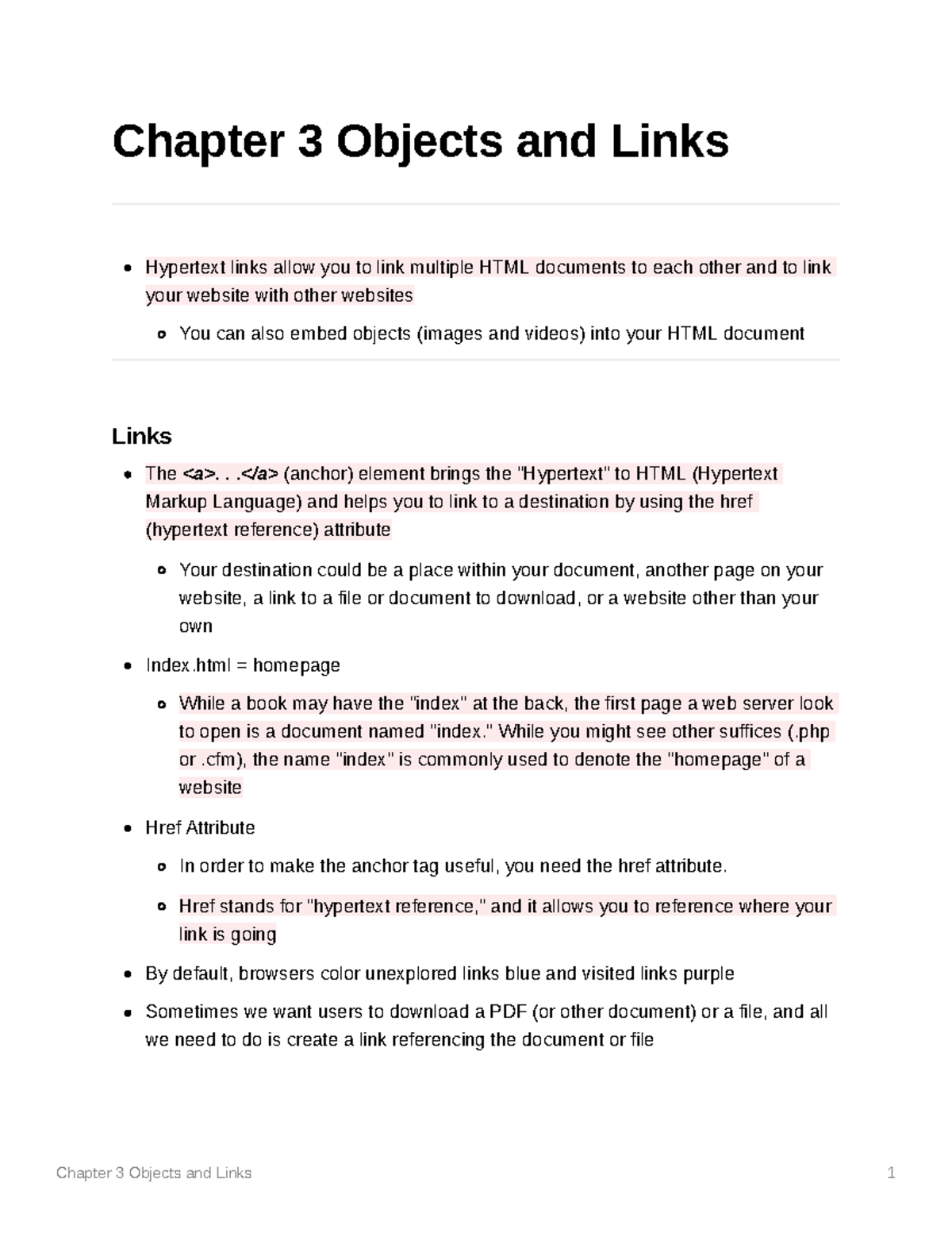 Chapter 3 Objects and Links - Chapter 3 Objects and Links Hypertext links allow you to link ...