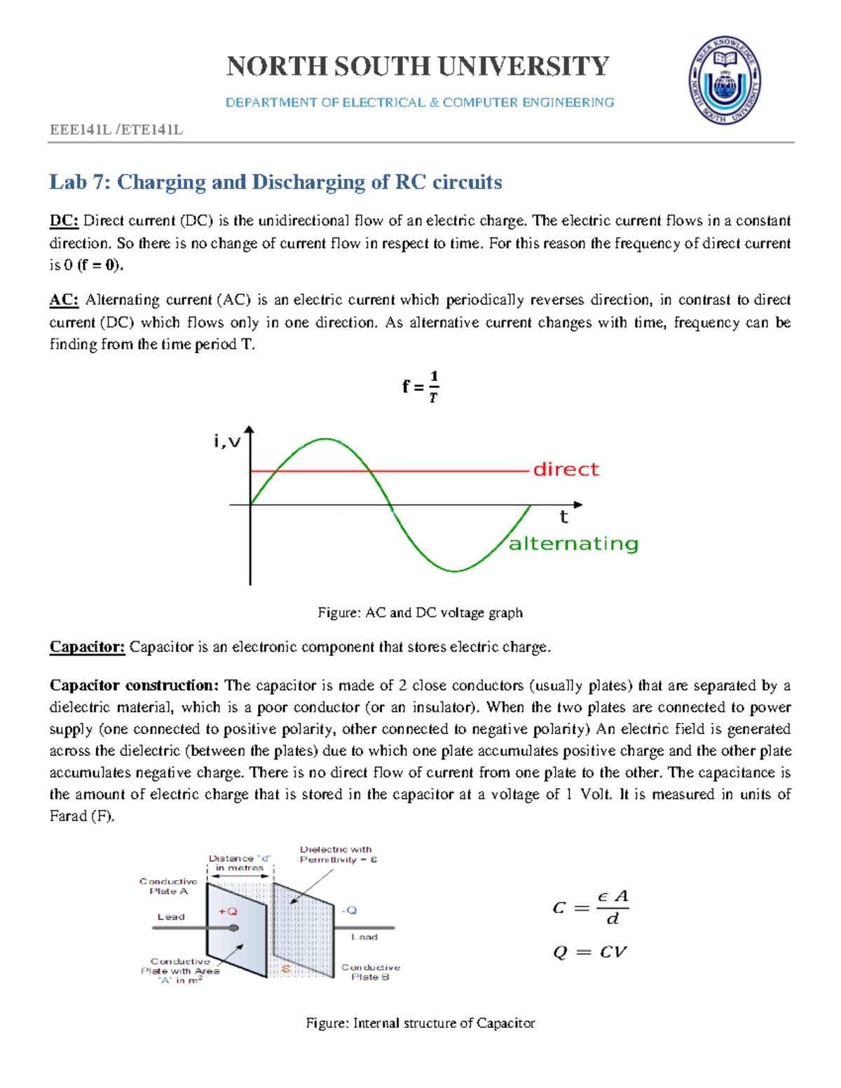 EEE+141+Lab+Manual-9 - DEPARTMENT OF ELECTRICAL & COMPUTER ENGINEERING EEE141L /ETE141L Lab 7 ...