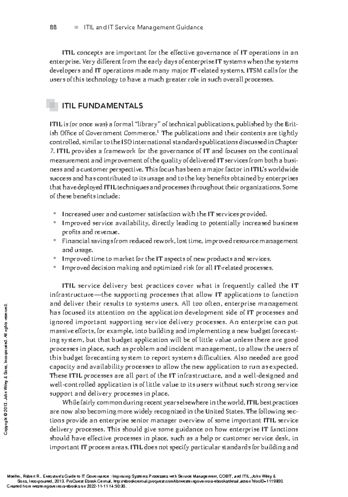 Executive's Guide to IT Governance Improving Syste - 88 ITIL and IT ...