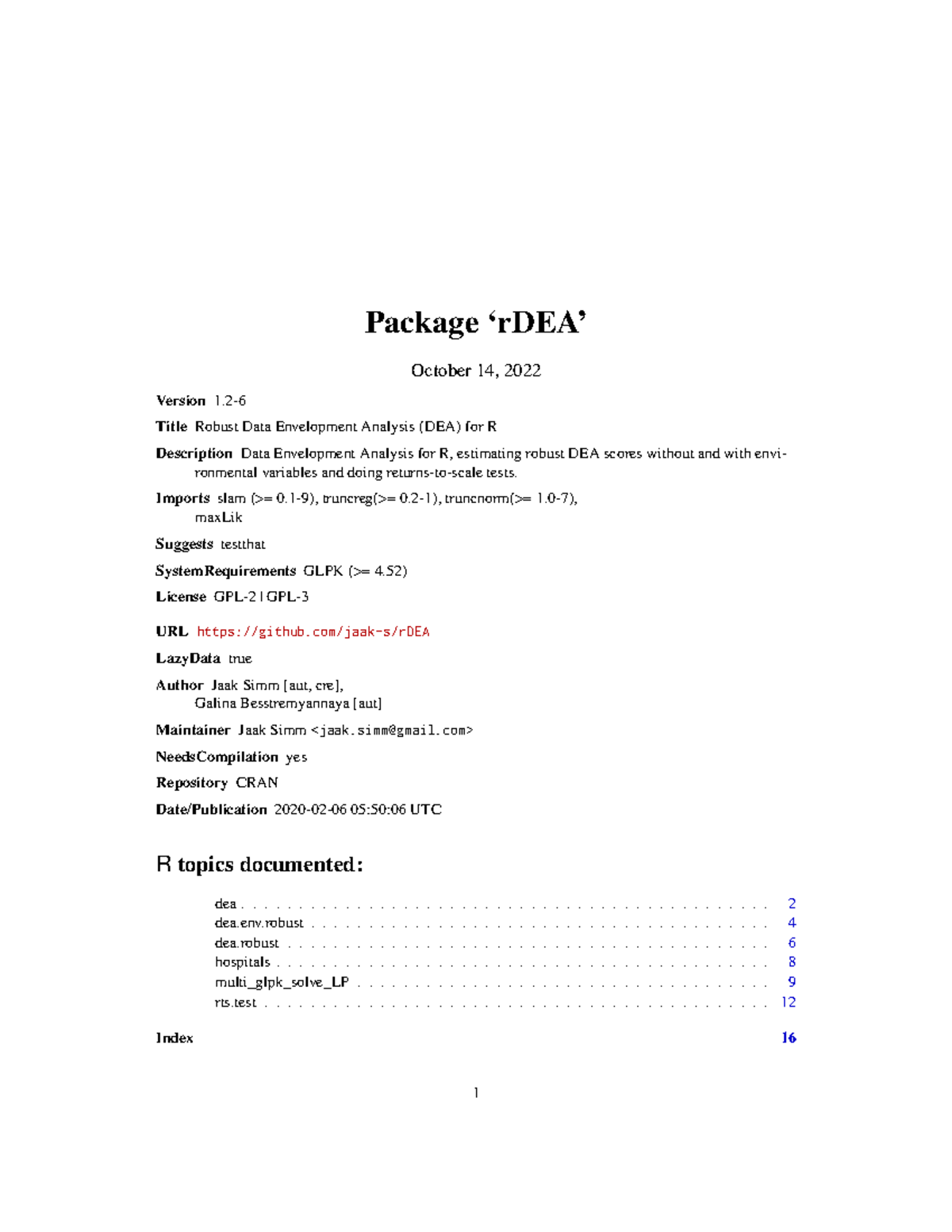 R DEA - mô hình toán nha mn - Package ‘rDEA’ October 14, 2022 Version 1 ...
