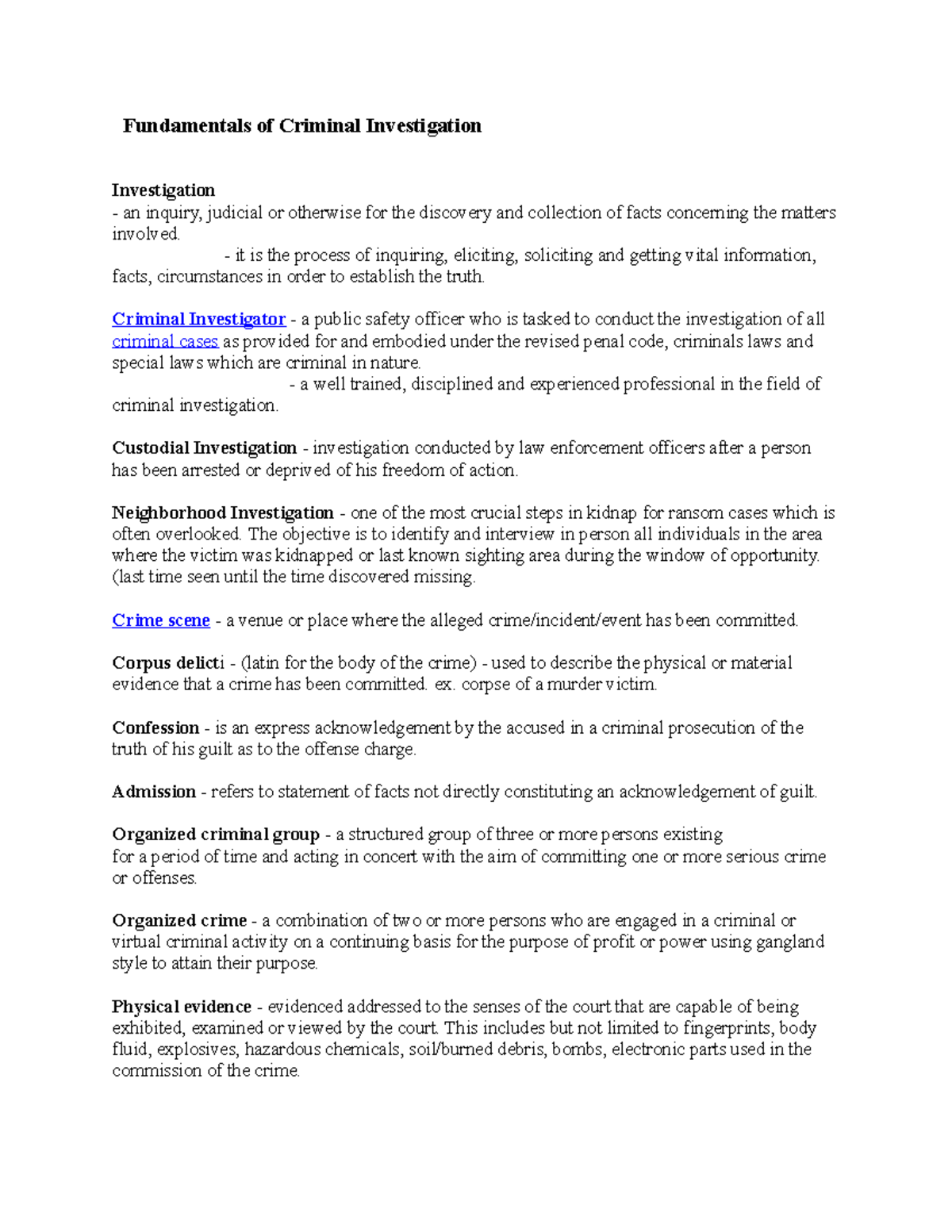Fundamentals of Criminal Investigation - Fundamentals of Criminal ...