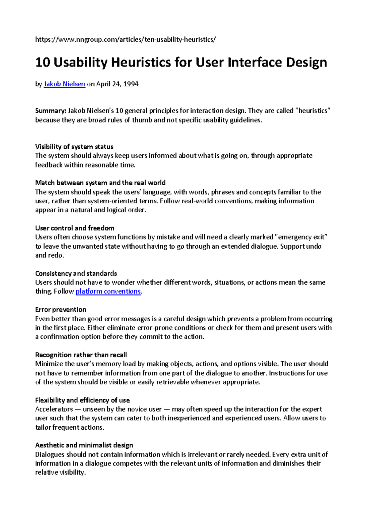 10 Usability heuristics - nngroup/articles/ten-usability-heuristics/ 10 ...