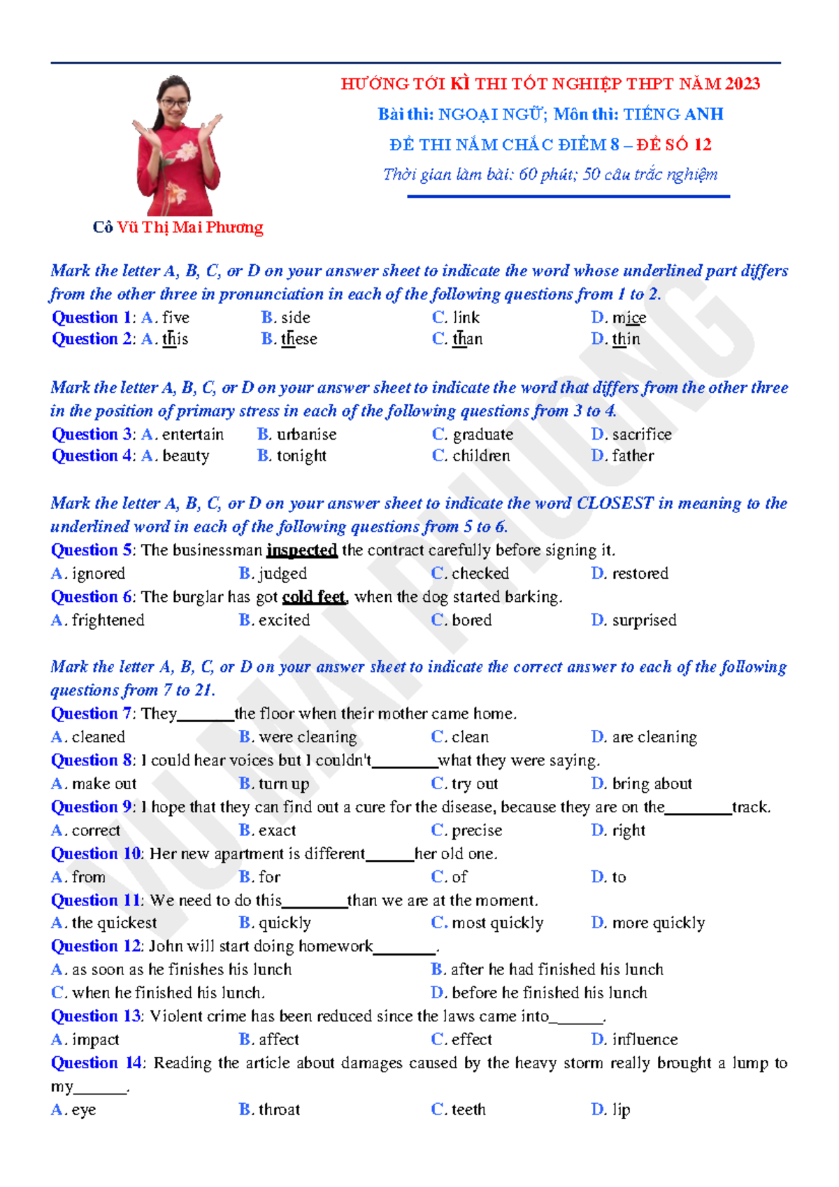Cô Vũ Thị Mai Phương 1 - qsdf - Cô Vũ Thị Mai Phương HƯỚNG TỚI KÌ THI ...
