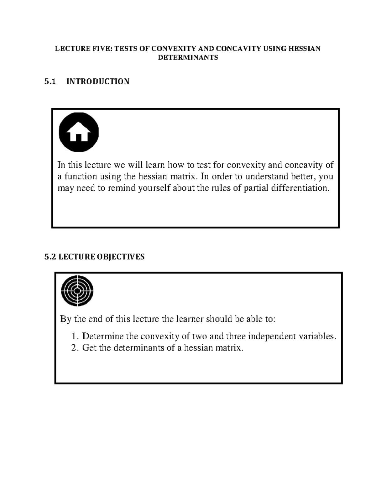 5 Lecture FIVE- Concave AND Convex Funtions - LECTURE FIVE: TESTS OF ... 5 Lecture FIVE- Concave AND Convex Funtions - LECTURE FIVE: TESTS OF ...