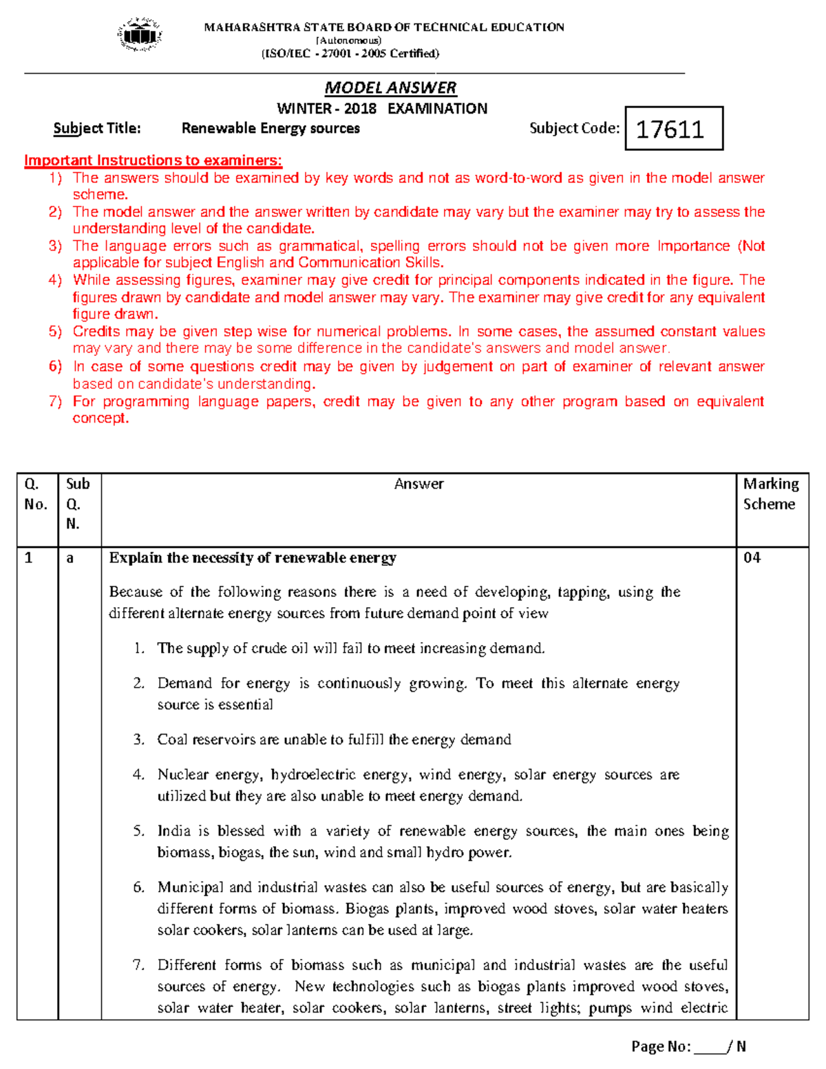 17611 2018 Winter model answer paper - (Autonomous) (ISO/IEC - 27001 ...