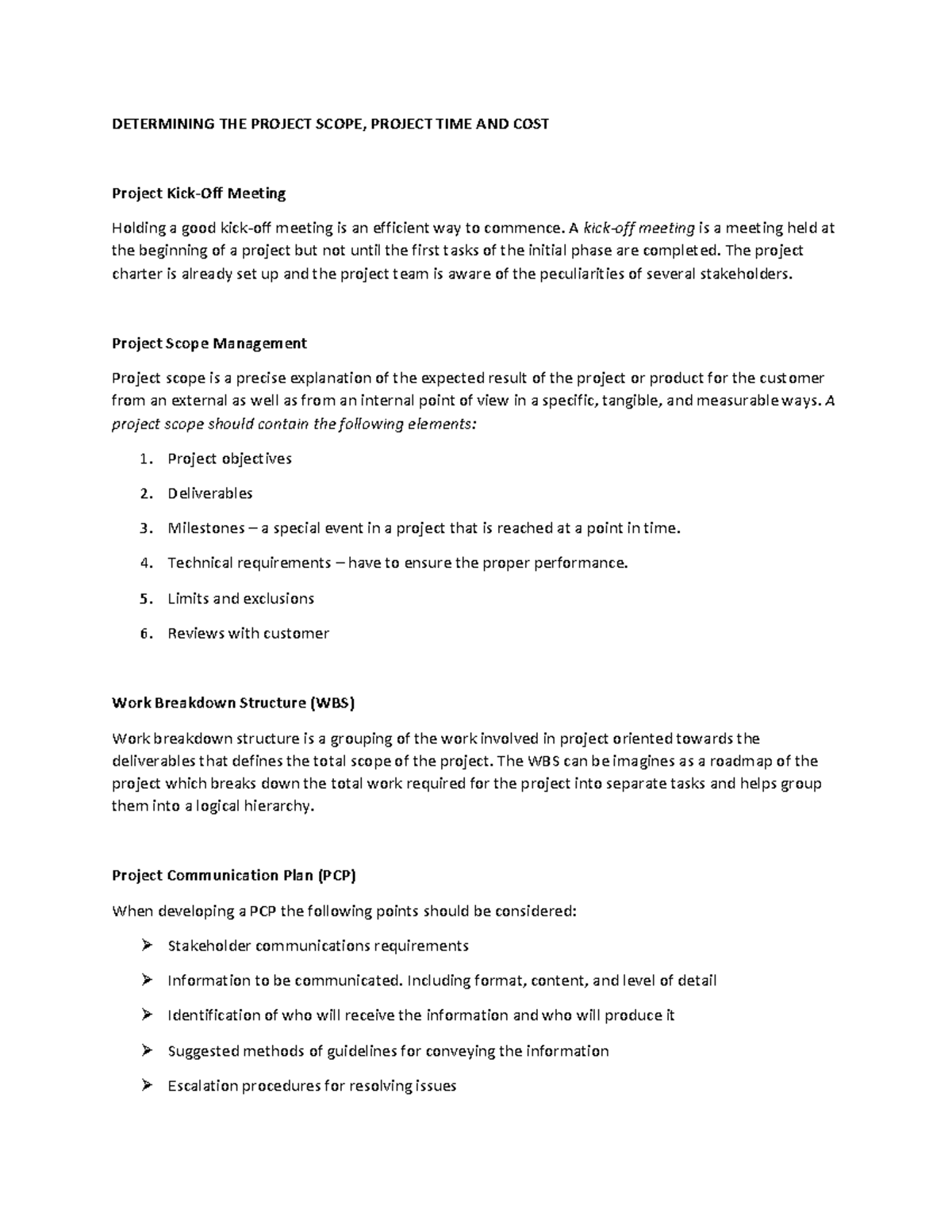 Determining THE Project Scope - DETERMINING THE PROJECT SCOPE, PROJECT ...