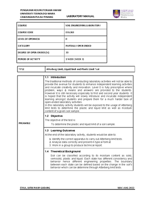 Open channel - lab manual - UNIVERSITI TEKNOLOGI MARA LABORATORY MANUAL ...