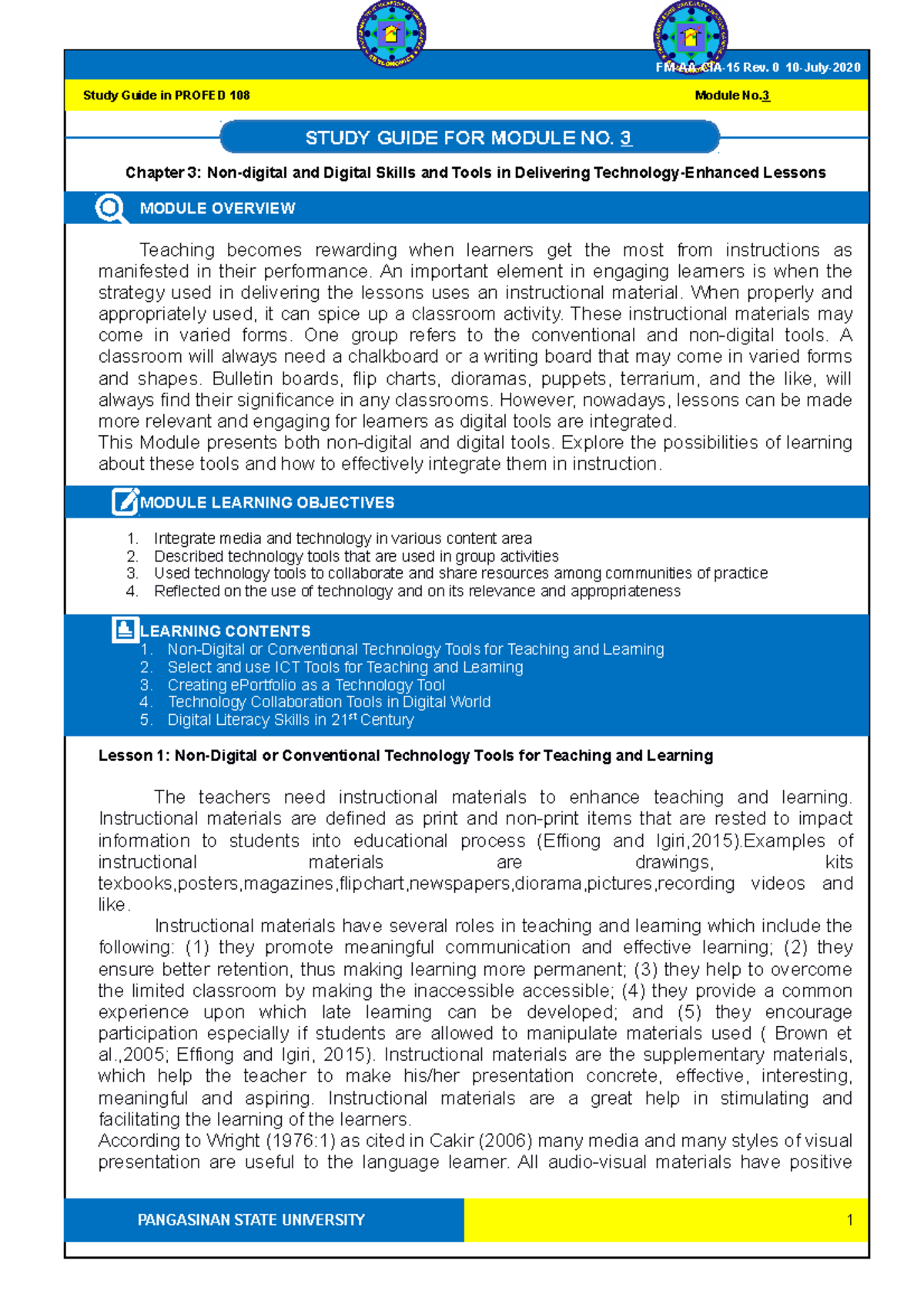 Module III Profed 108 (Part 1) - Chapter 3: Non-digital and Digital ...