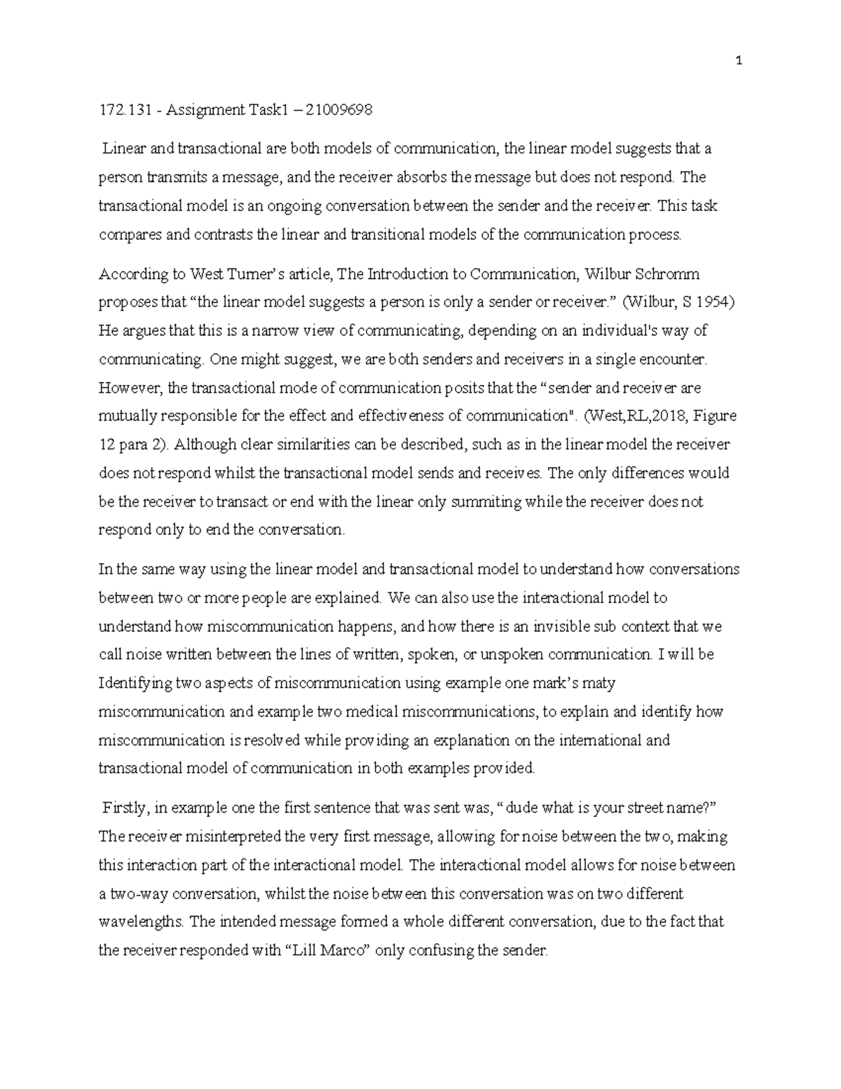 172 131 Assignment Task1 21009698 172 Assignment Task1 21009698 Linear And