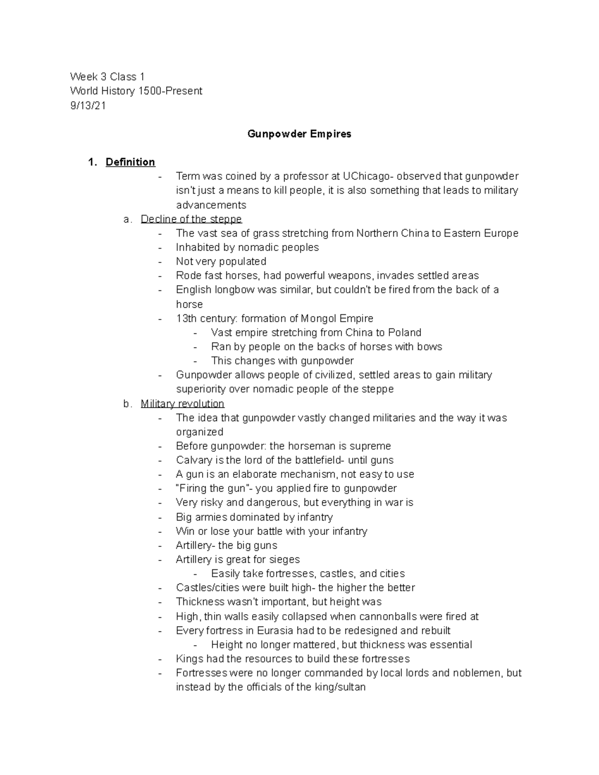 9 13 World History Notes Week 3 Class 1 World History 1500 Present 9 9-13-world-history-notes-week-3-class-1-world-history-1500-present-9