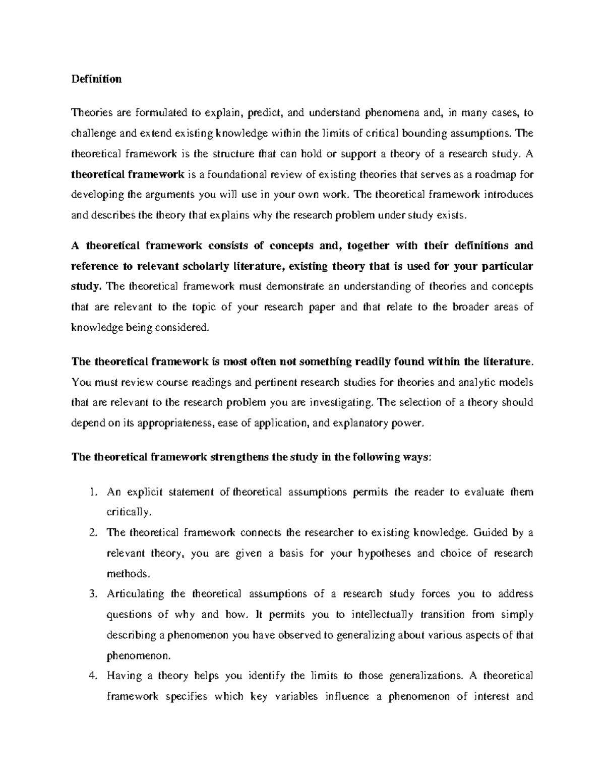 Theoretical Framework Notes - Definition Theories are formulated to ...