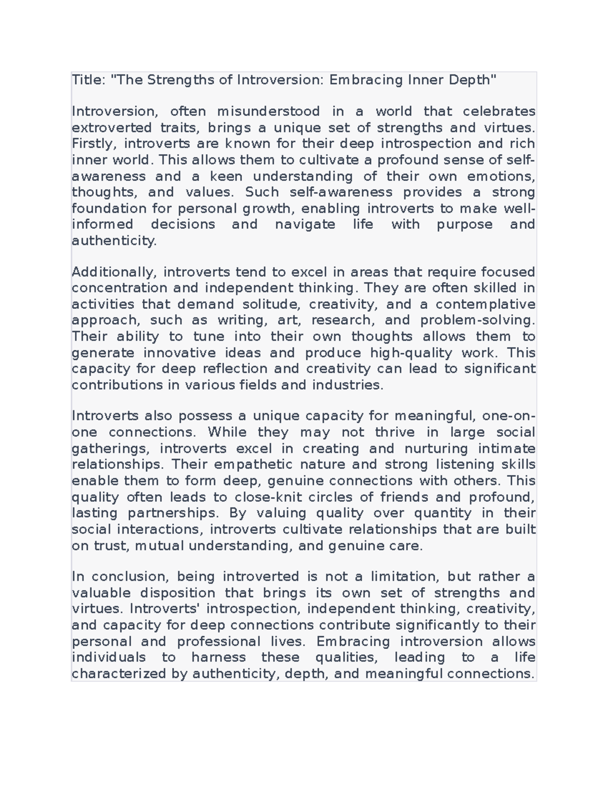 The Strengths of Introversion- Embracing Inner Depth - Title: "The ...