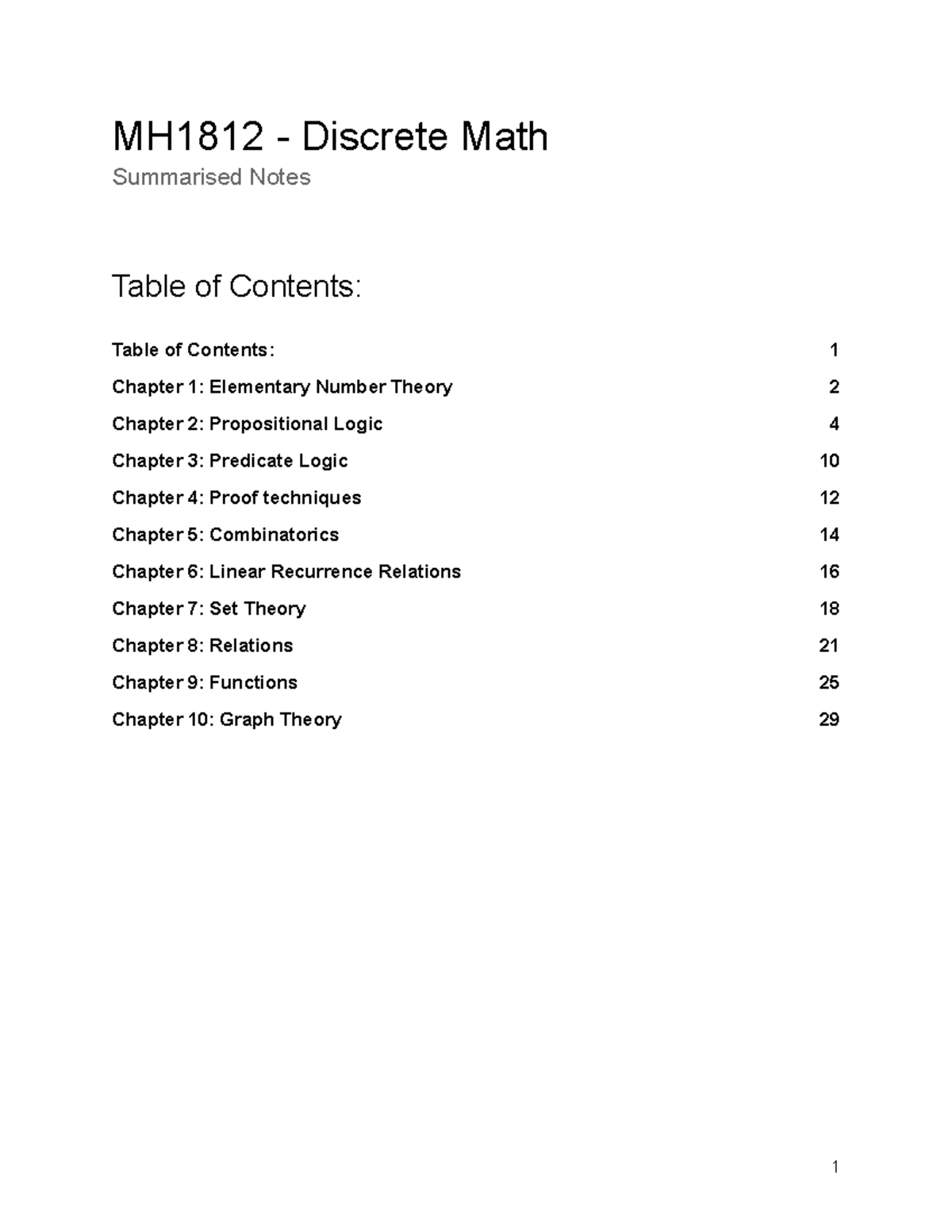MH1812 Discrete Math - compiled notes from senior that has been proved ...