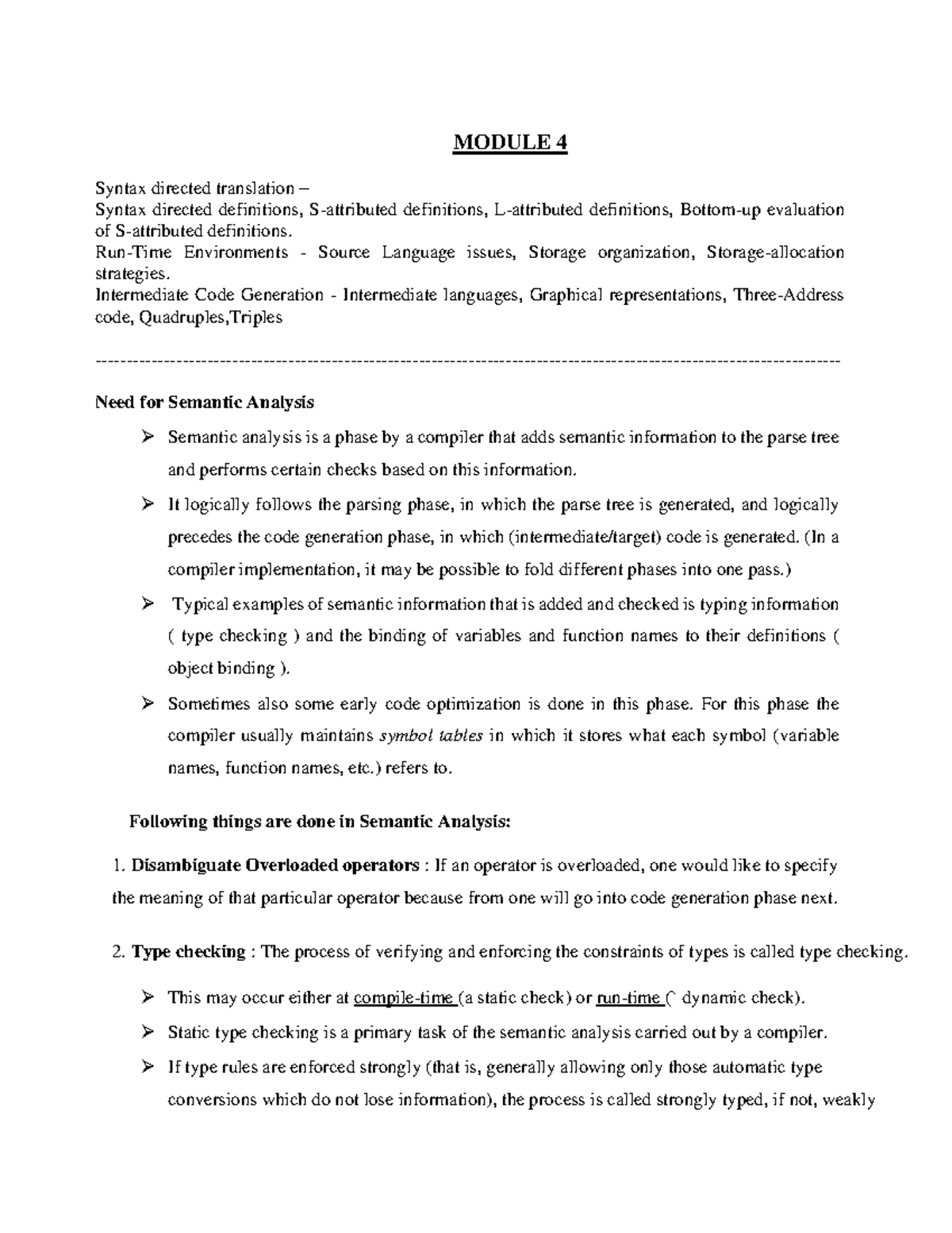 Mod 4 2sdfsdgds - MODULE 4 Syntax directed translation – Syntax ...