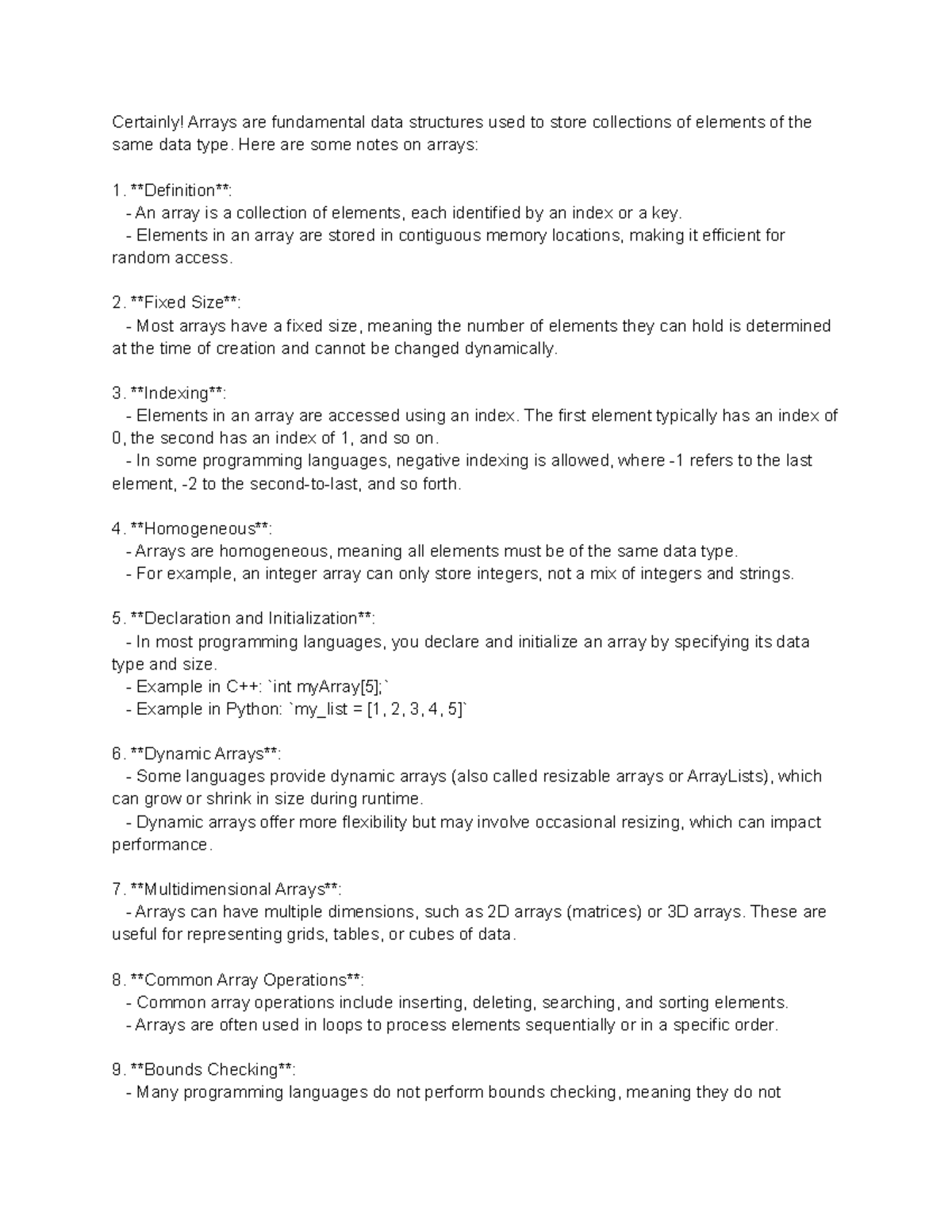 Arrays Here Are Some Notes On Arrays Definition An Array Is A 0501
