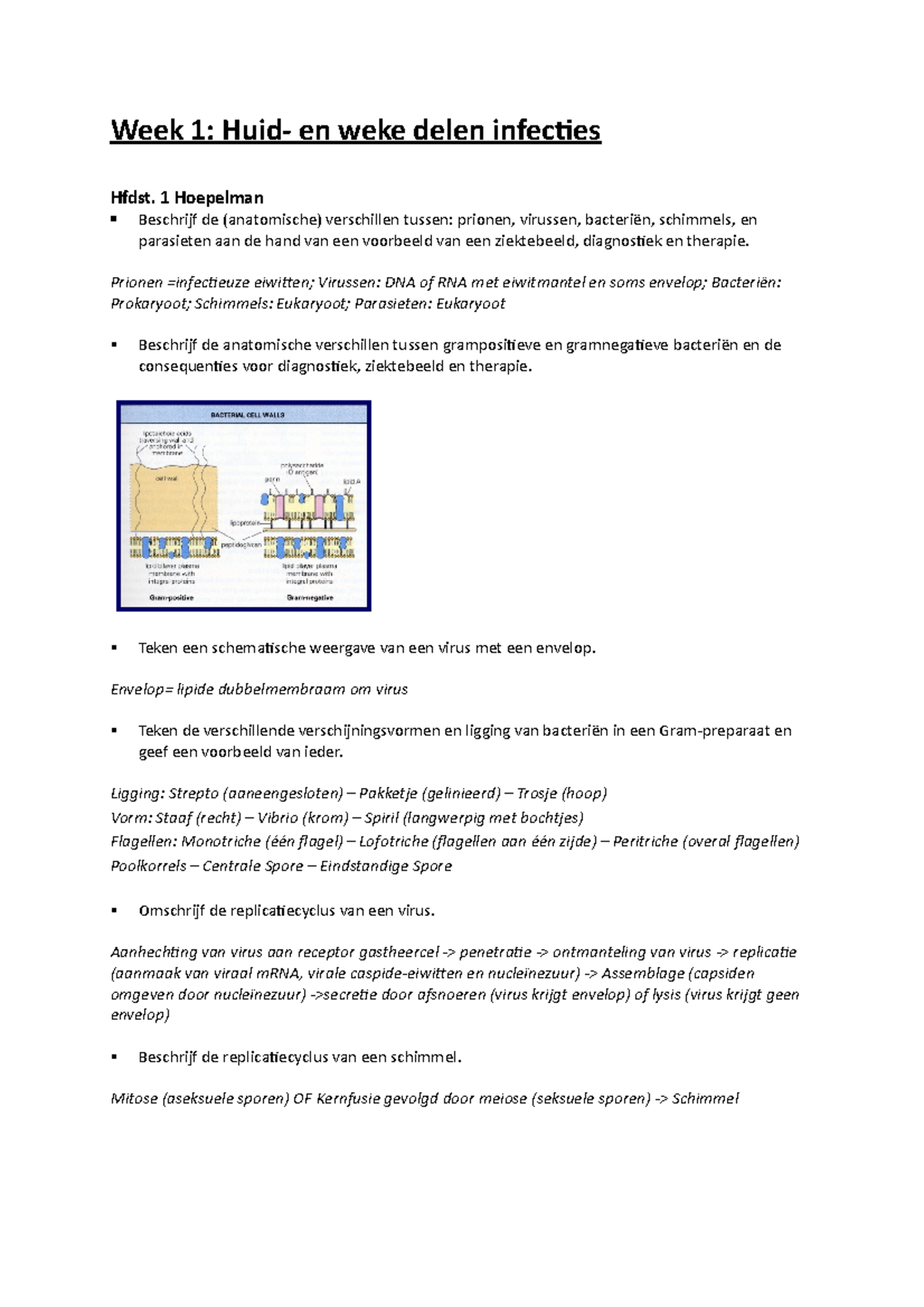 Uitwerking Van De Leervragen - Week 1 - Huid- En Weke Delen Infecties ...