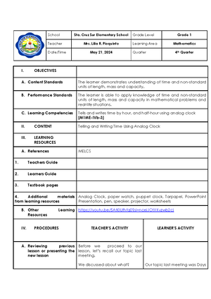 Detailed Lesson Plan in Epp-5 - DETAILED LESSON PLAN Subject: HOME ...