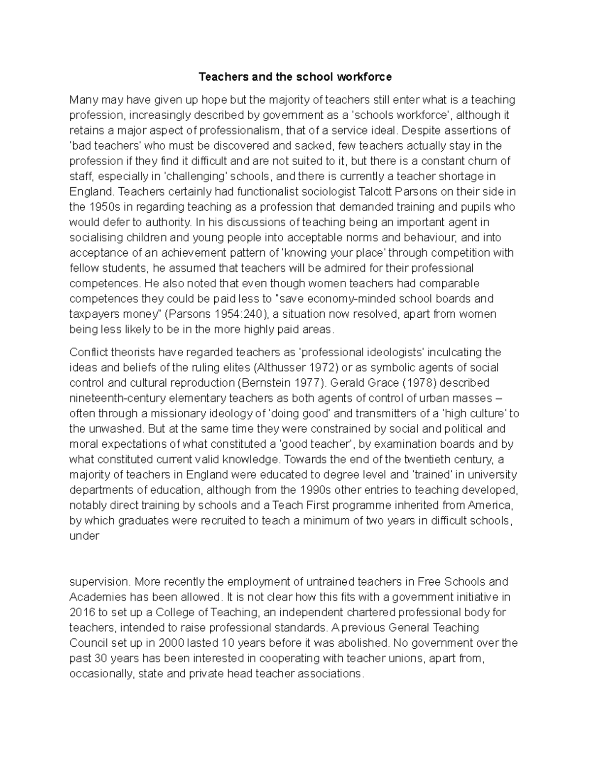 Teachers and the school workforce - Despite assertions of ‘bad teachers ...