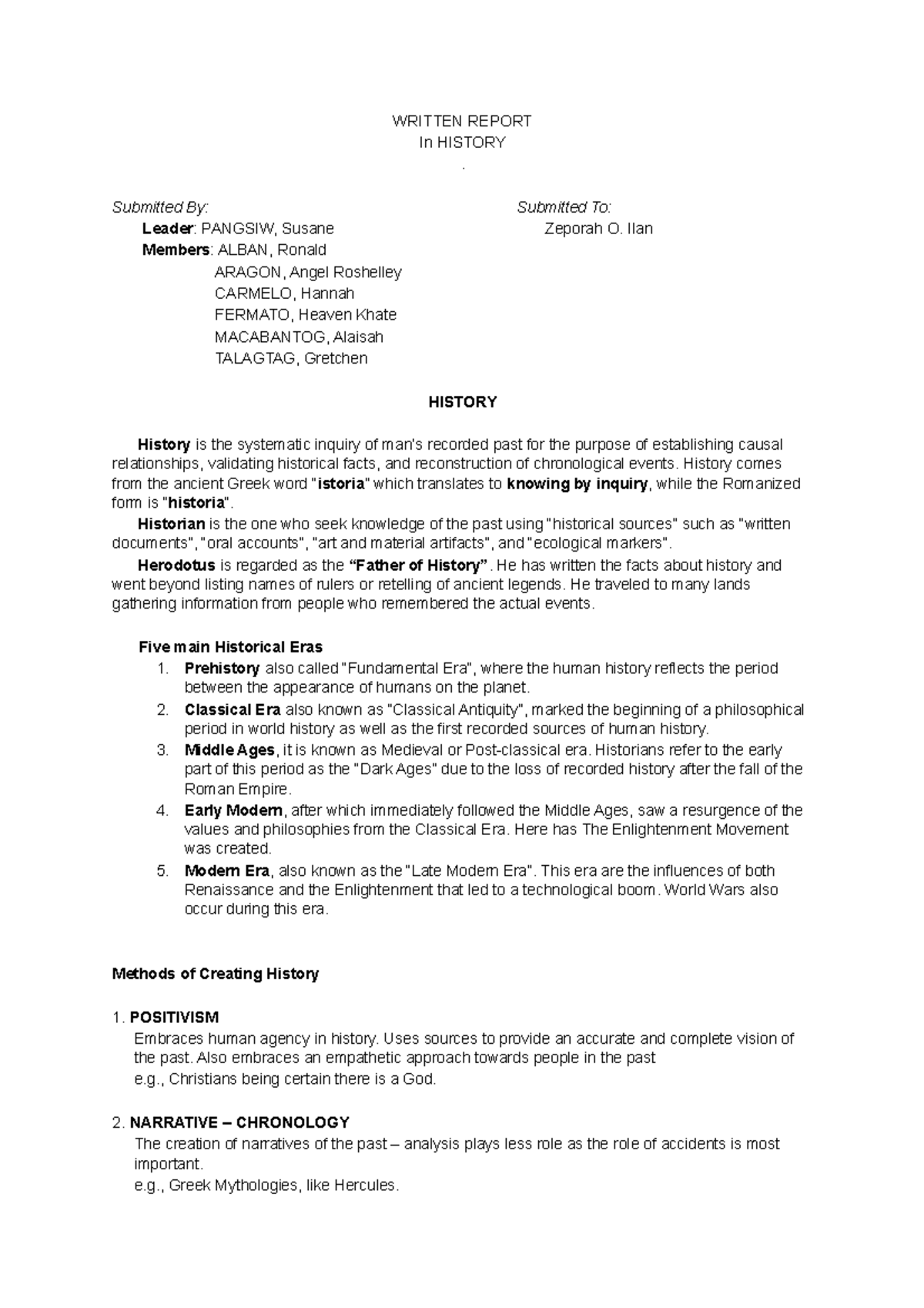 Written Report in History - WRITTEN REPORT In HISTORY . Submitted By ...