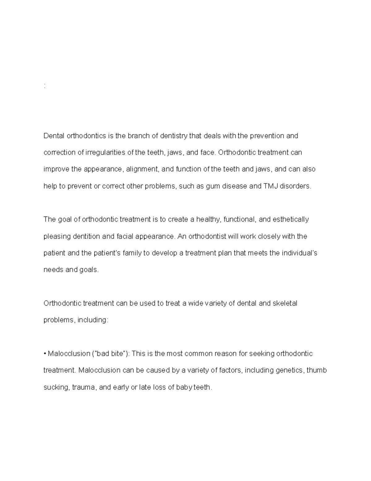 Dentfn 512 course outline - : Dental orthodontics is the branch of ...