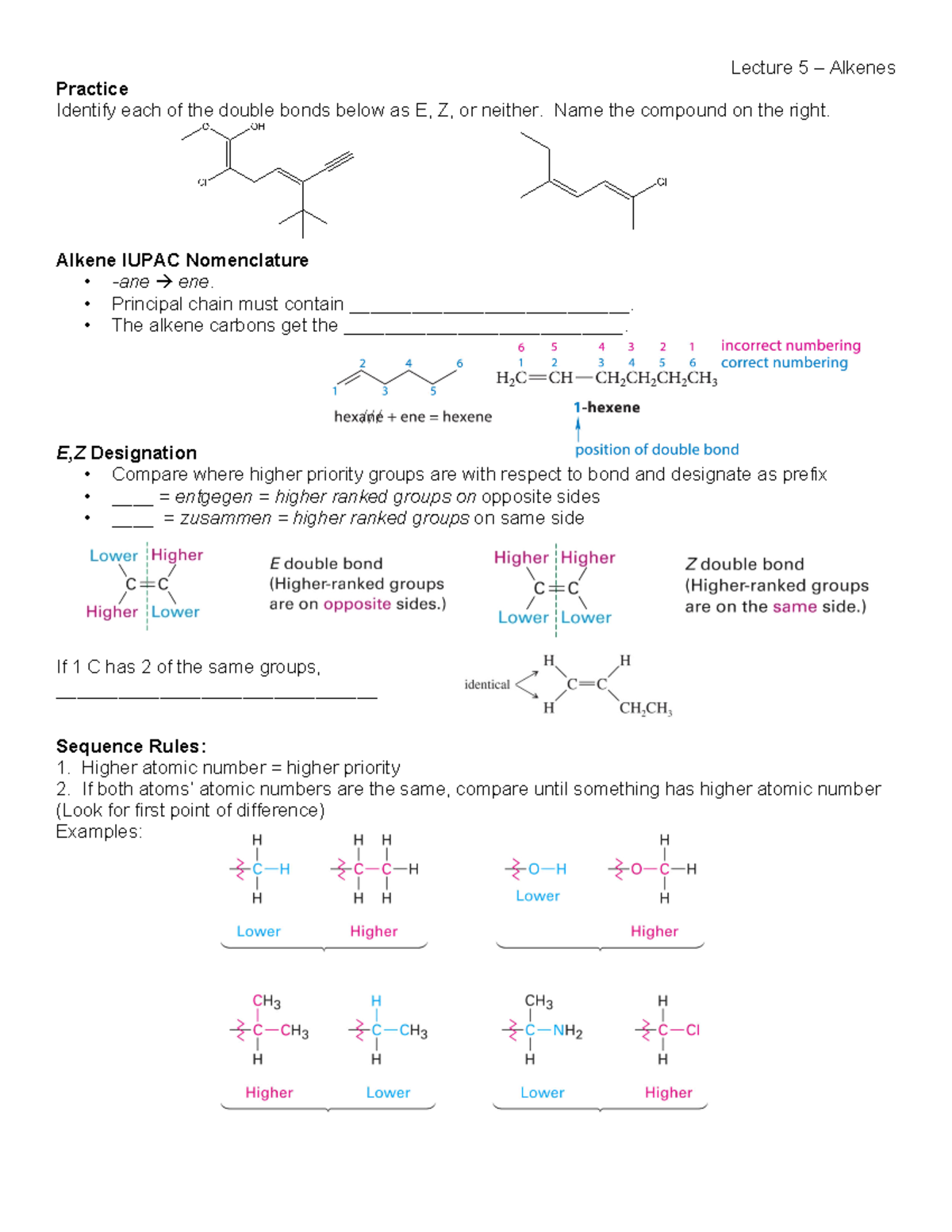5 - Alkenes - Notes from CHEM 3570 taught by Professor Geoffrey Coates ...
