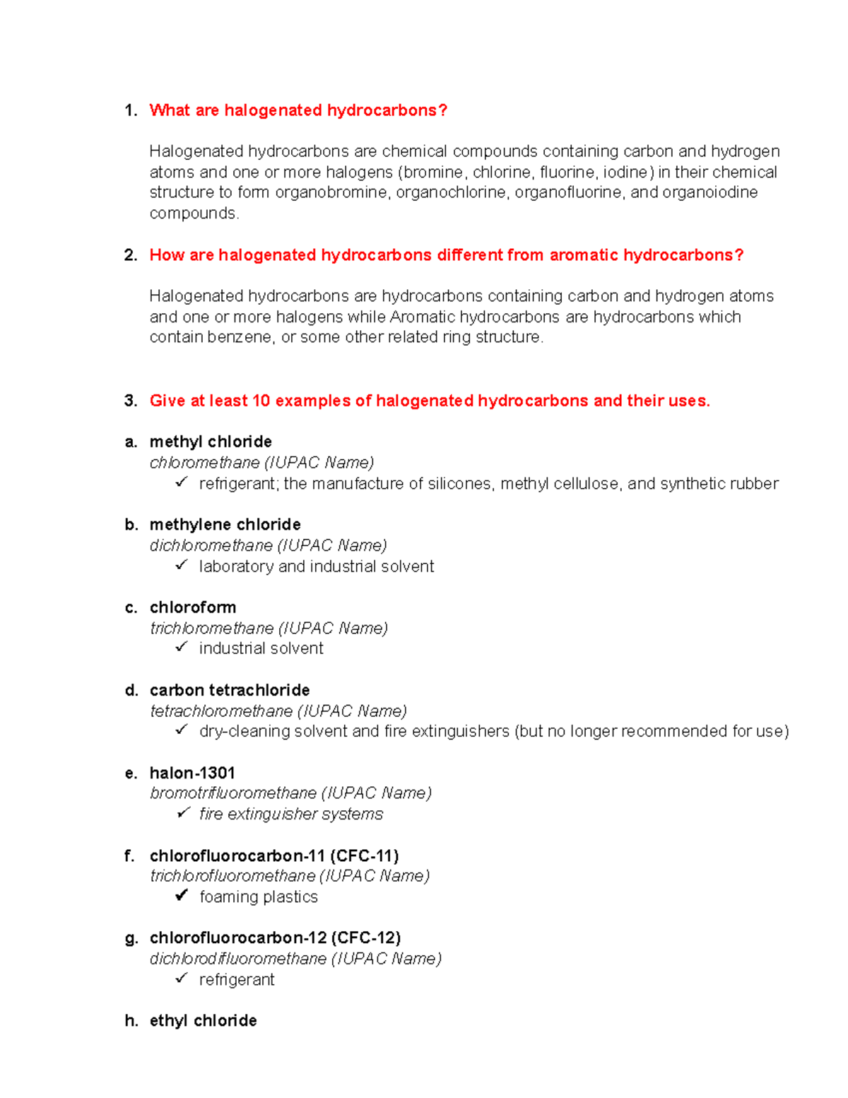 Halogenated Hydrocarbons Activity - What are halogenated hydrocarbons ...