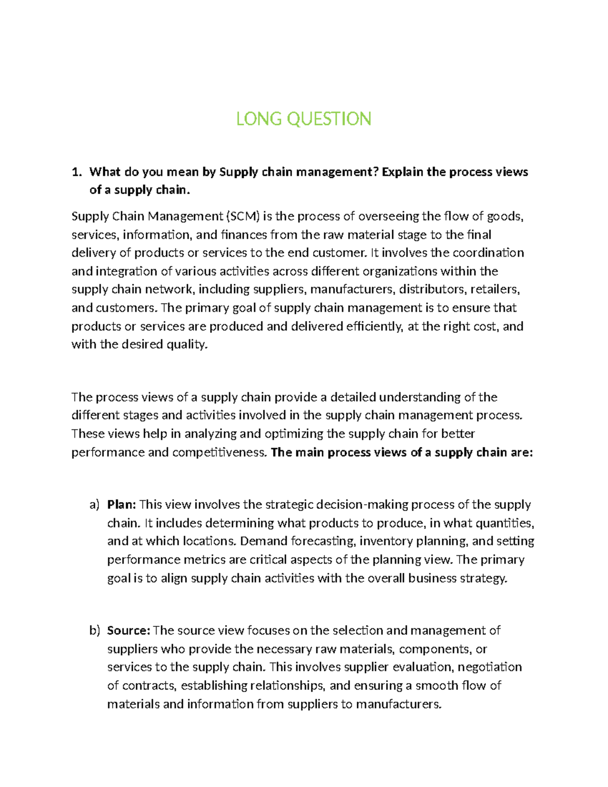 SCM - important question of supply chain management along with answer ...