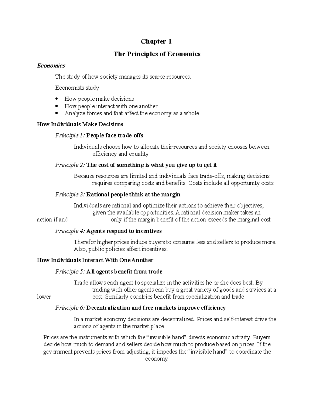 Chapter 1 The Principles of Economics - Chapter 1 The Principles of ...